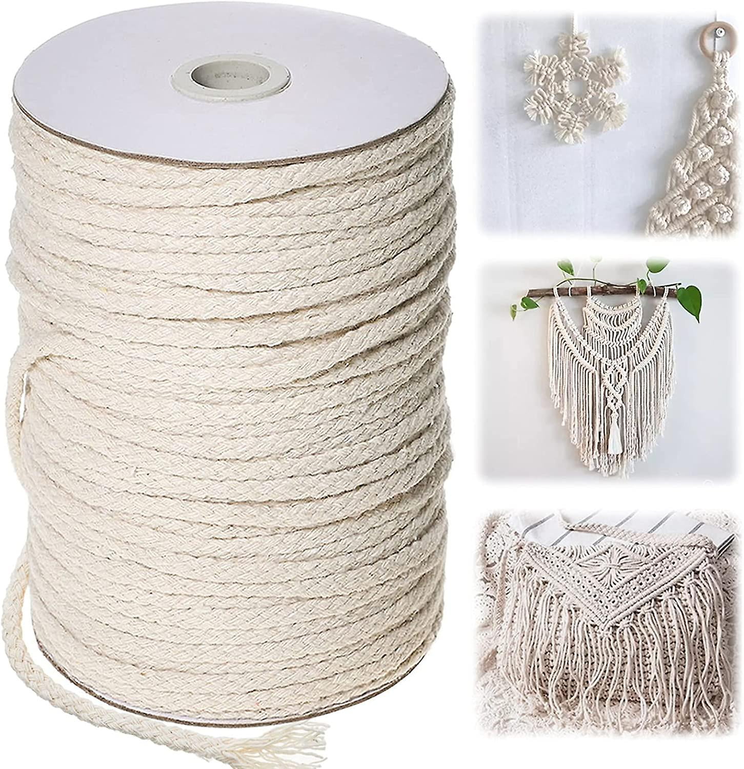 CCNZZITSHT Macrame Rope, 5mm X 100m Natural Cotton Rope For Knitting ...
