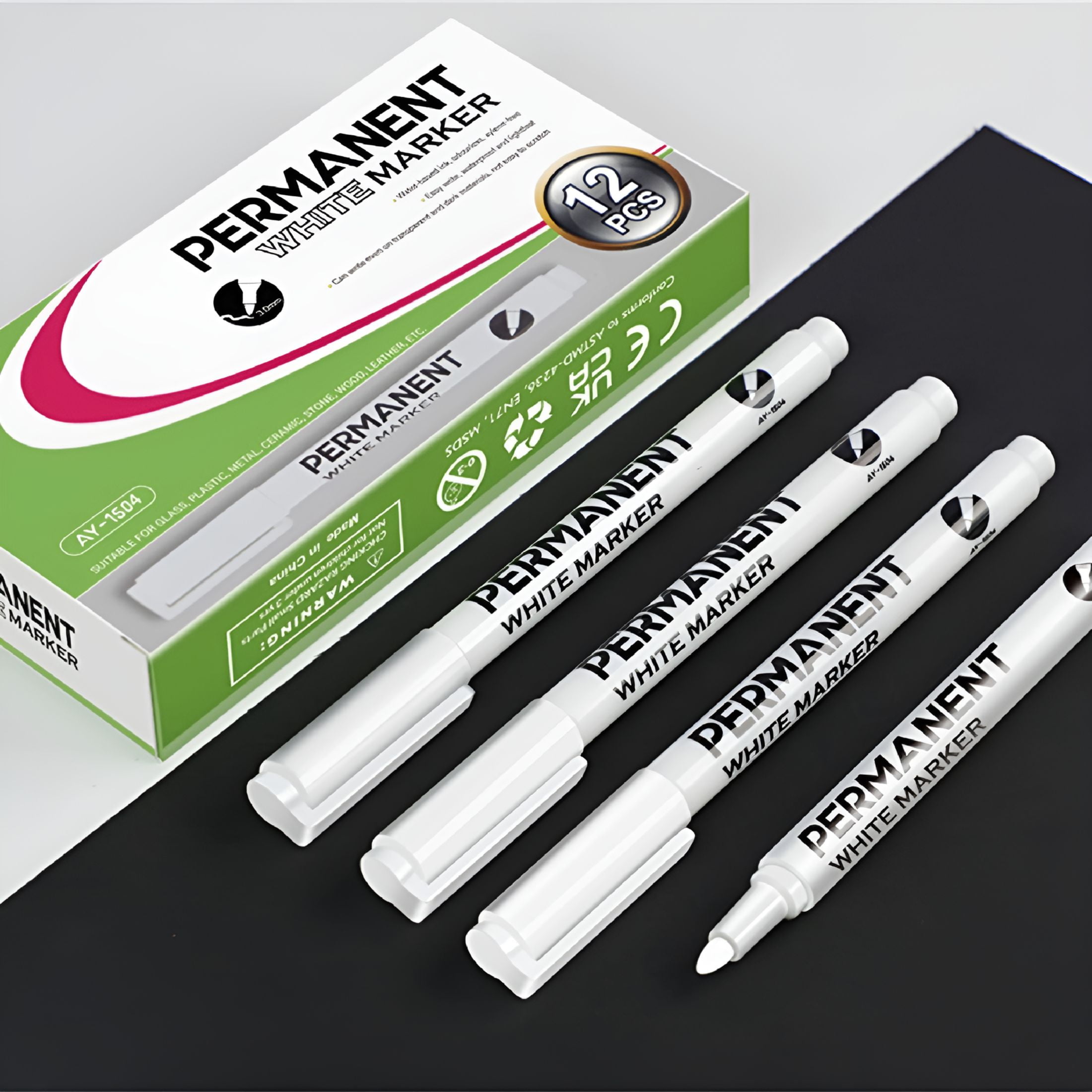 CCOCC 1/12Pieces White Permanent Marker 0.2mm Fine Tip Water Resistant ...