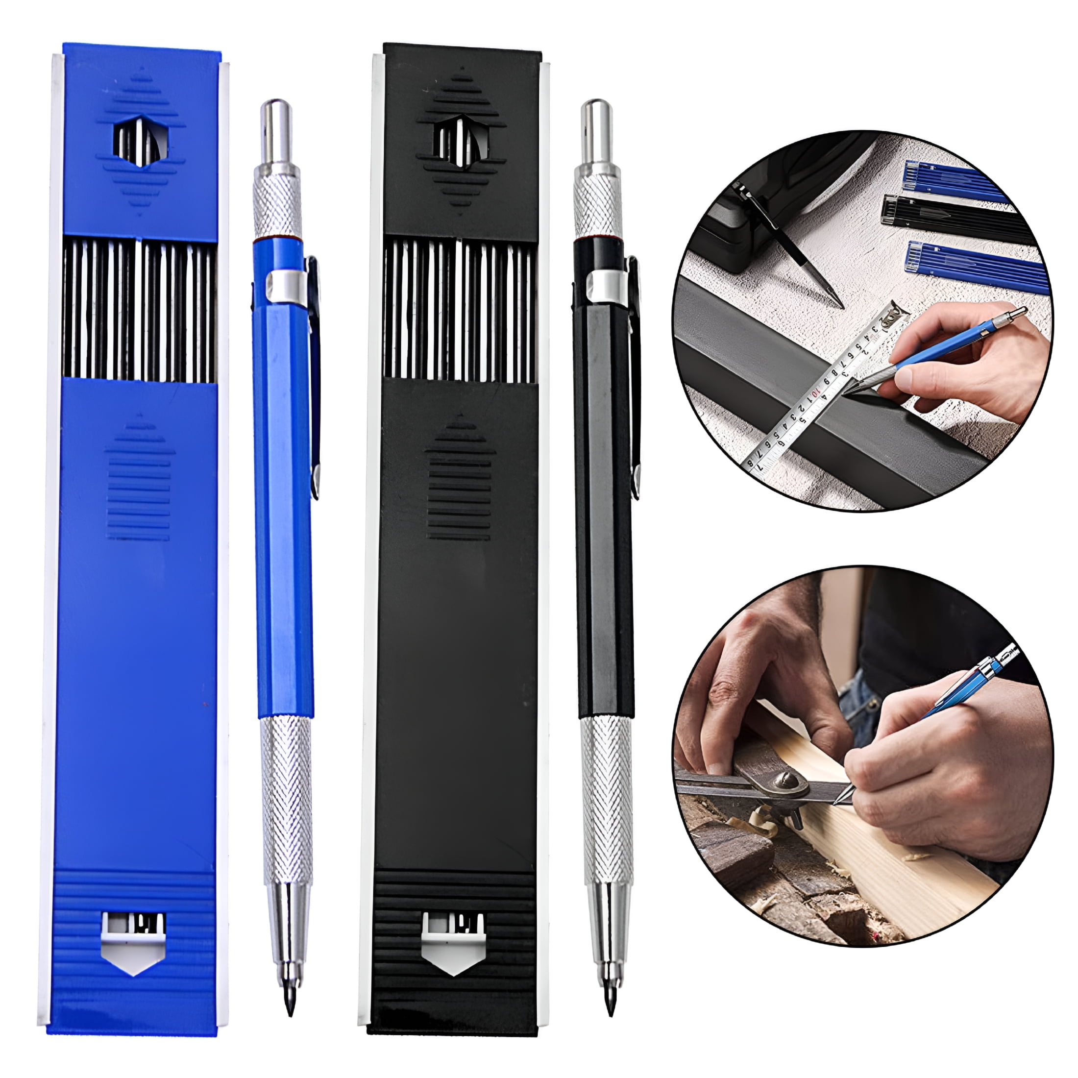 CCOCC 1 Pieces Solid Carpenter Pencil with 6 Refill,Mechanical Pencil ...