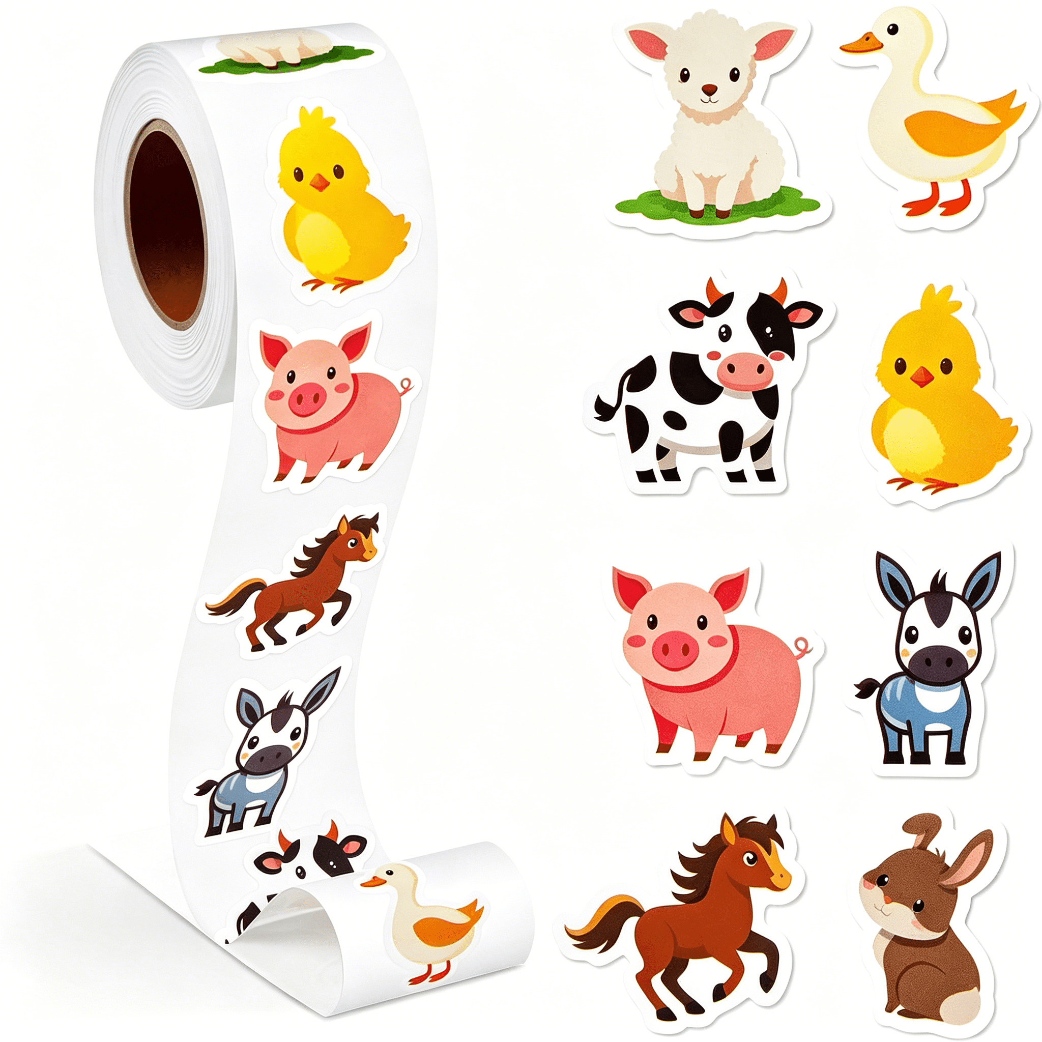 CCOCC 1 Roll Farm Animal Stickers Decal Cute Office Supplies Incentives ...