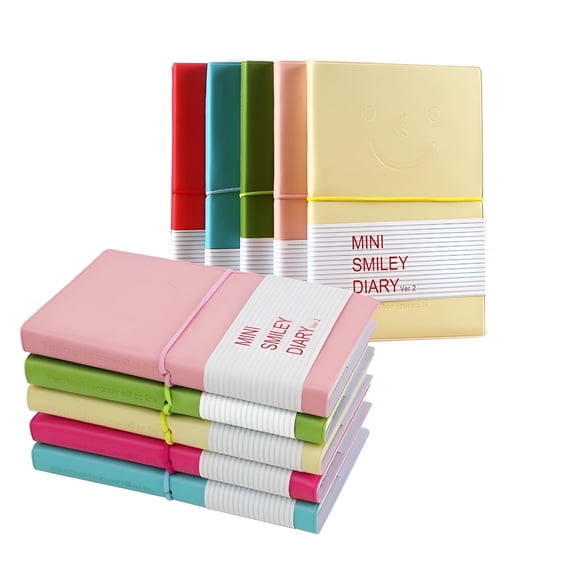 CCOCC 10 Pcs Mini Pocket Notebooks, Small Smiley Diary Paper Notebook ...