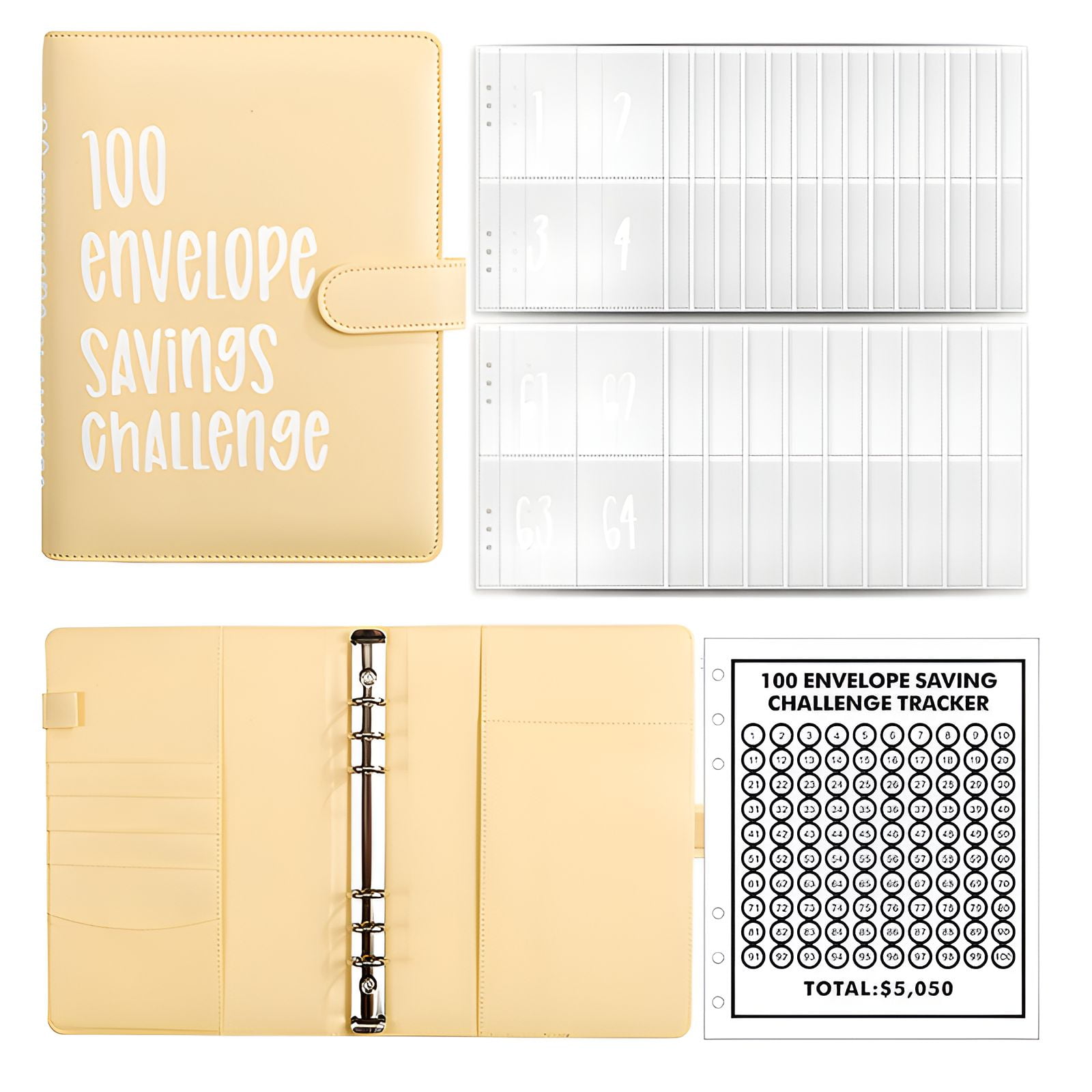 CCOCC 100 Day Savings Challenge Binder,Cushioned Leather Grain Wear ...