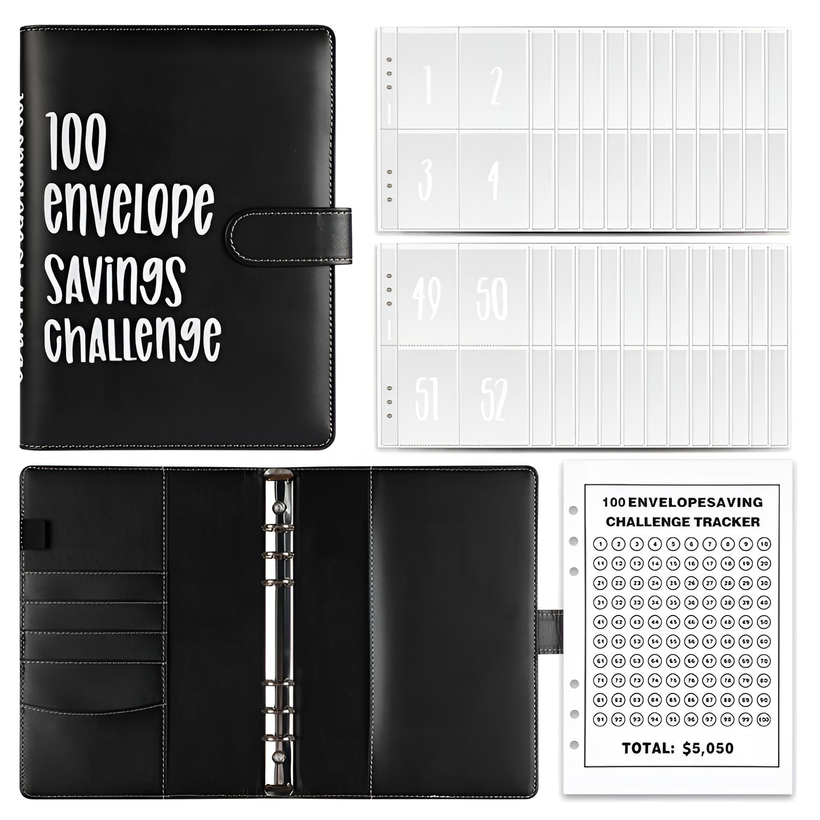 CCOCC 100 Day Savings Challenge Binder,Tabbed Card Slots and Multi ...