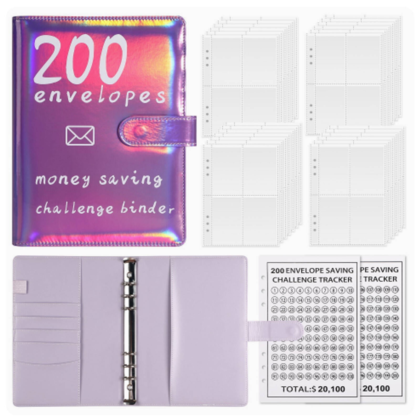 CCOCC 100 Envelopes Money Saving Challenge,Sleek Practical Envelope Challenge Binder,Creative ...