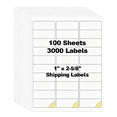 CCOCC 100 Sheets 3000 Pcs 30 Up 1"X2-5/8 Shipping Address Barcode ...