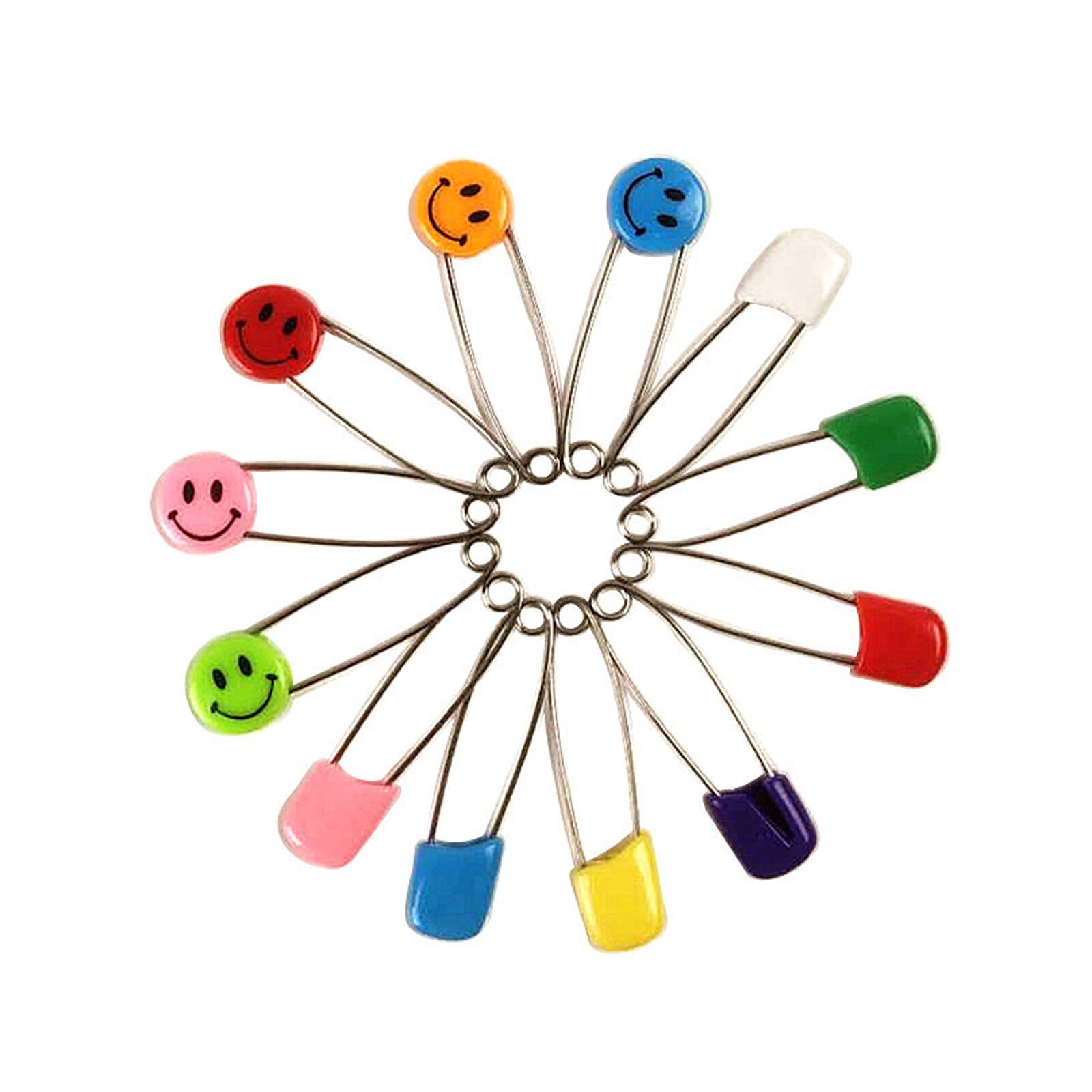 CCOCC 100Pcs Child Safety Pins,Cute Smiley Design Plastic Pins,Safe ...