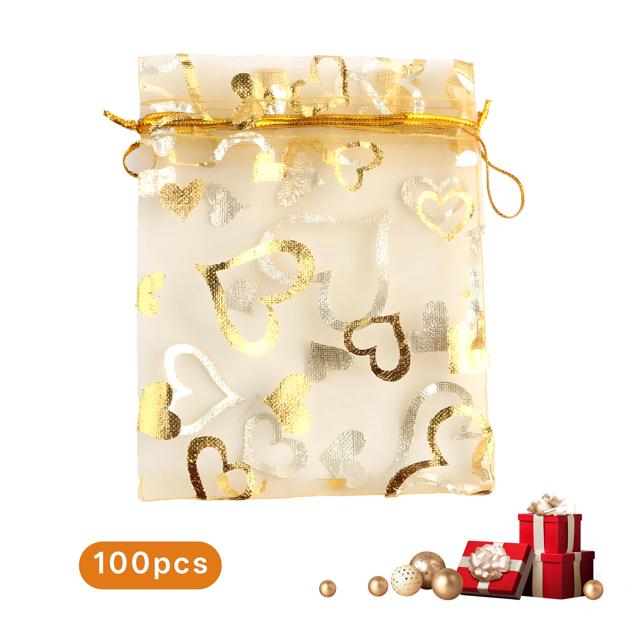 CCOCC 100Pcs Organza Bags,Heart Small Mesh Bags,3x4in Small Drawstring ...