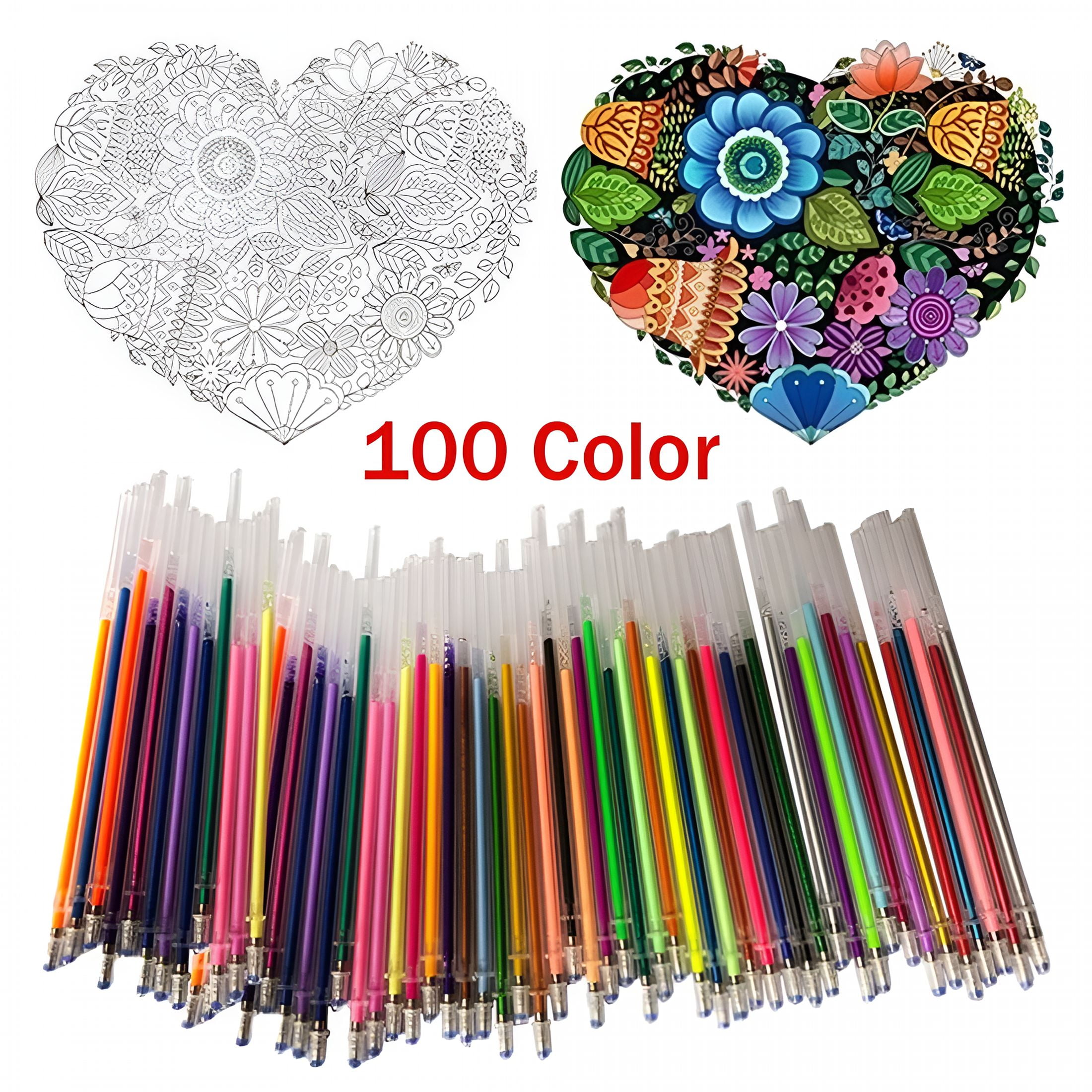 CCOCC 12/18/24/36/48/100 colors Gel Pen Refills Glitter Coloring ...