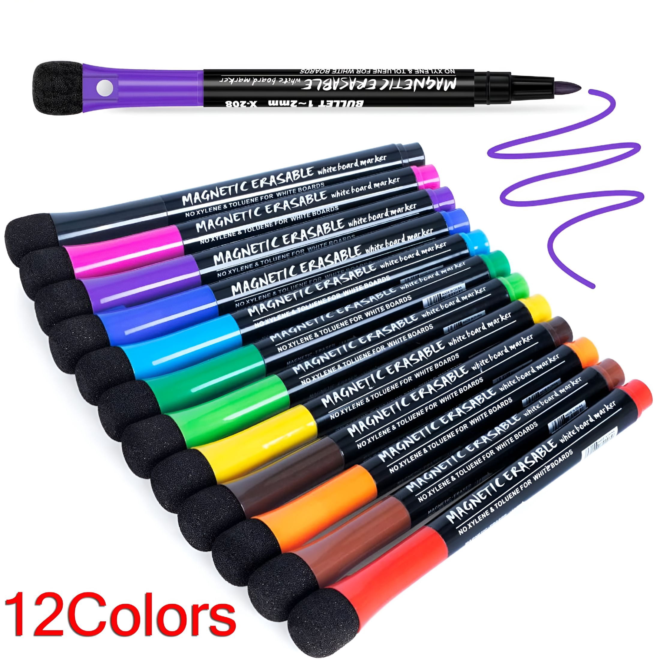 CCOCC 12 Colors Dry Erase Markers Magnetic Dry Erase Markers Fine Tip ...