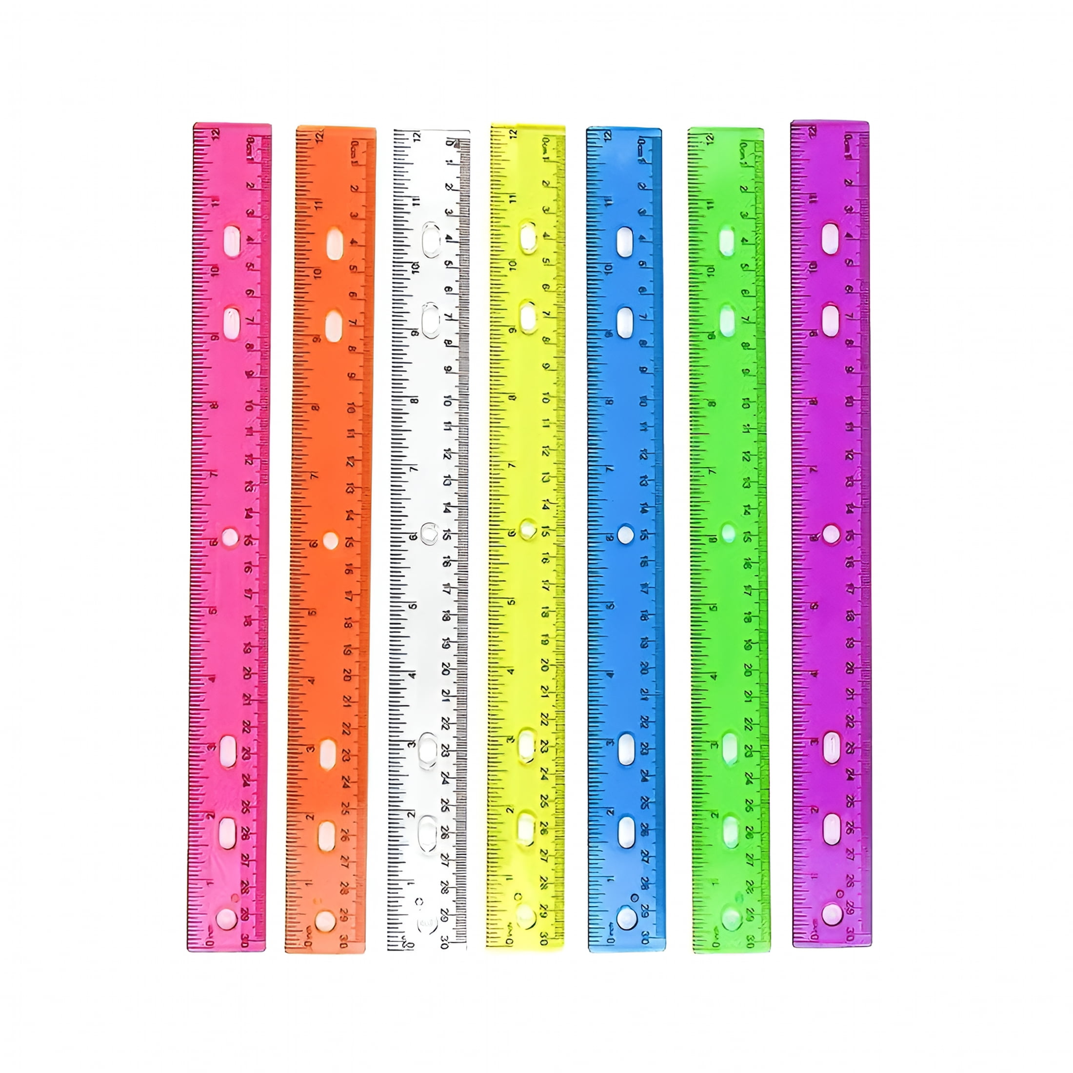 CCOCC 12Inch Clear Colorful Ruler with Inches and Centimeters Scale ...