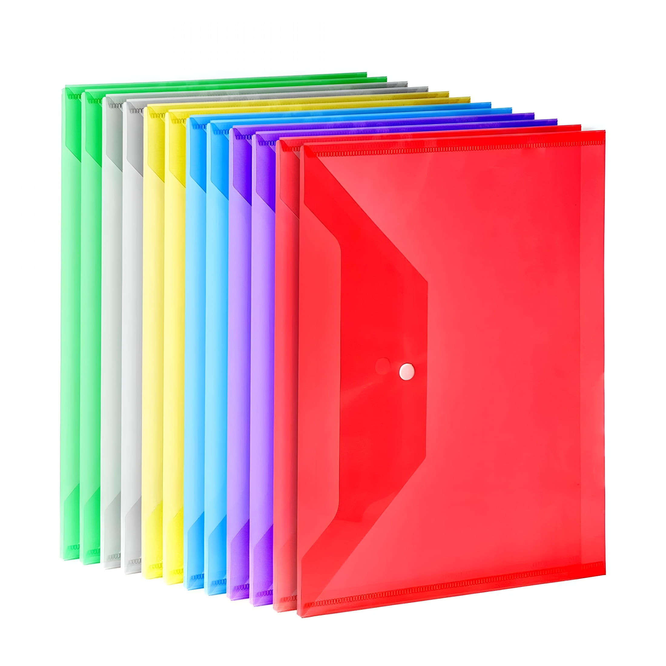 CCOCC 12Pcs File Folder Paper Portfolio A4 Plastic Envelopes in 6 ...