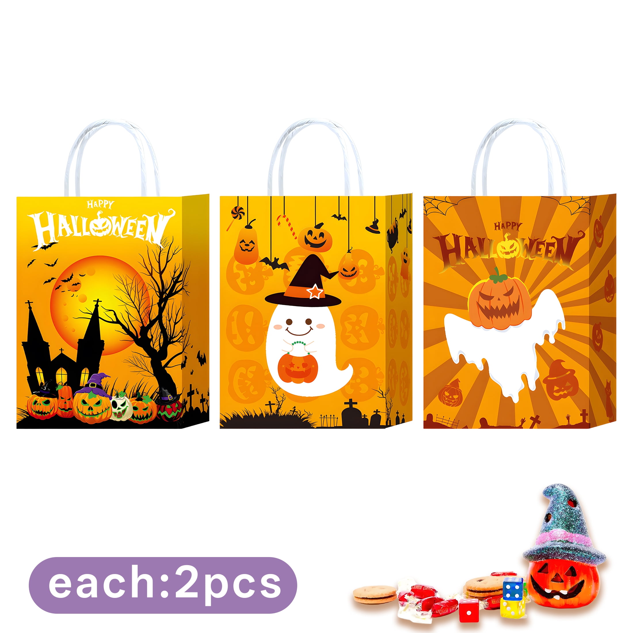 CCOCC 12Pcs Halloween Gift Bags,8.66"x6.30" Halloween Goodie Bags,Candy ...