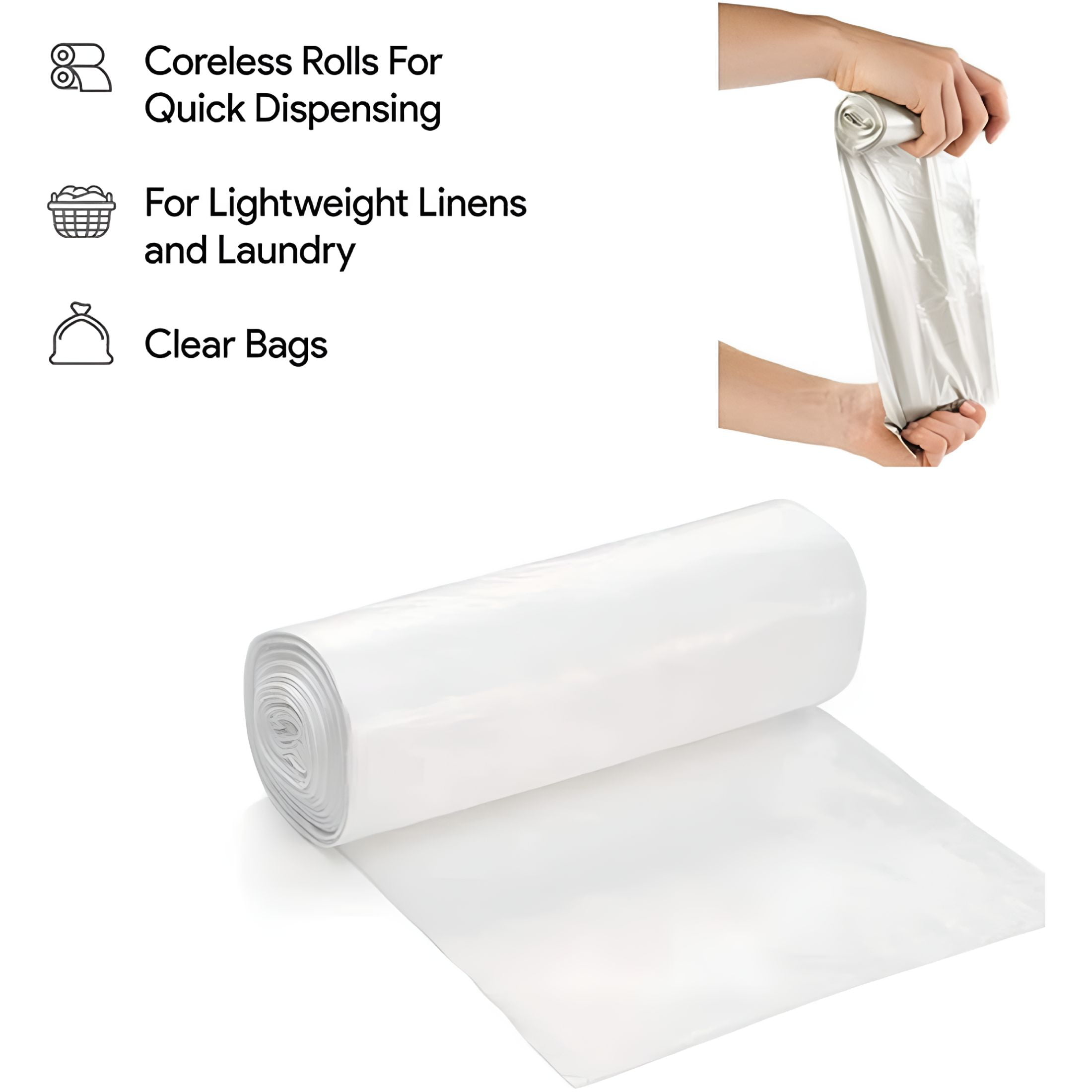 CCOCC 13 Gallon Trash Bags Clear Plastic Garbage Bags Waste Basket Bags ...