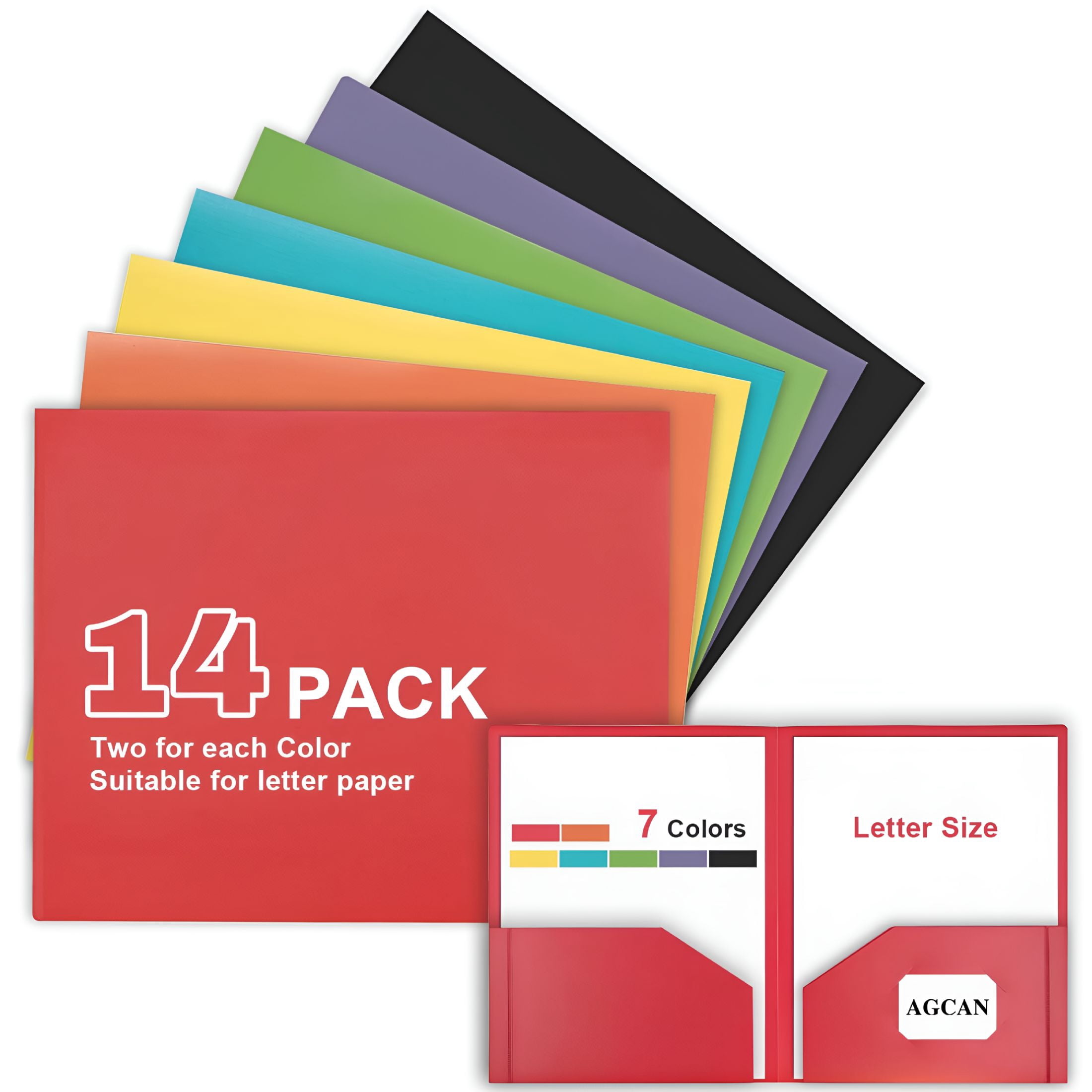 CCOCC 14 Pack Assorted Colors Plastic Folders with Pockets, 8.5x11 ...