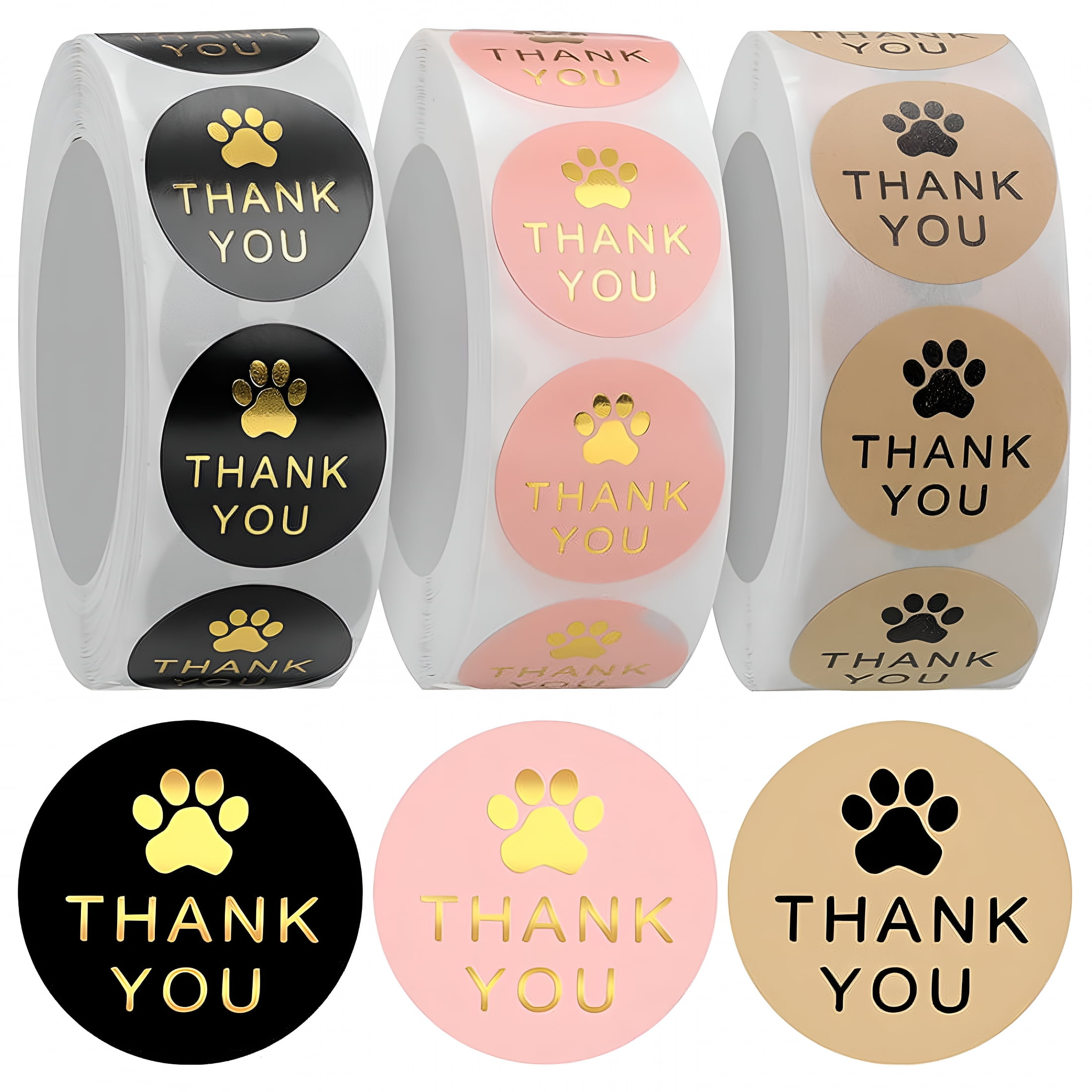 CCOCC 1500 Pcs Round Kraft Paws Print Thank You Labels Stickers,Dog ...