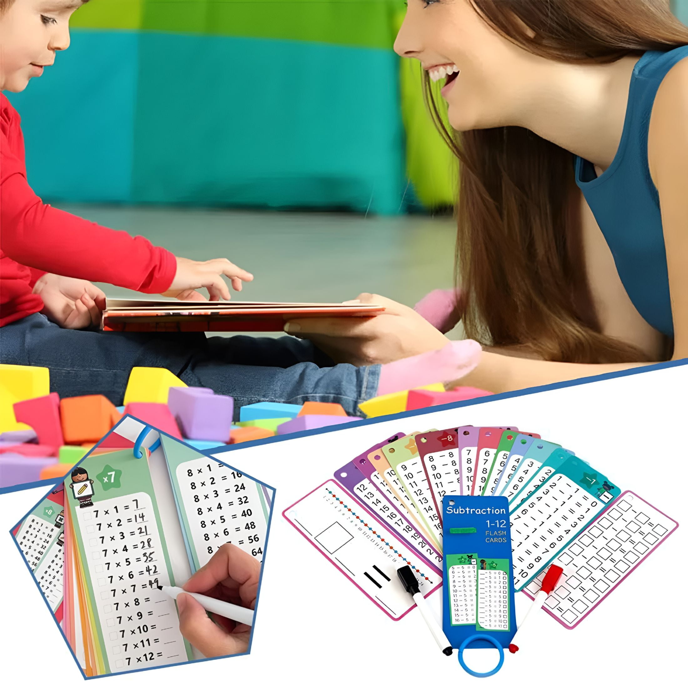 CCOCC 15pcs Subtraction Flash Cards 0-12 Times Table Flash Card,Flash ...