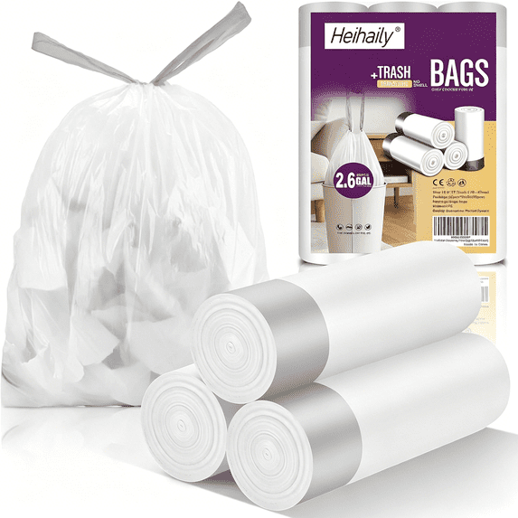 CCOCC 2.6-Gallon Trash Bags Heavy Duty-Drawstring Kitchen Garbage Bags ...