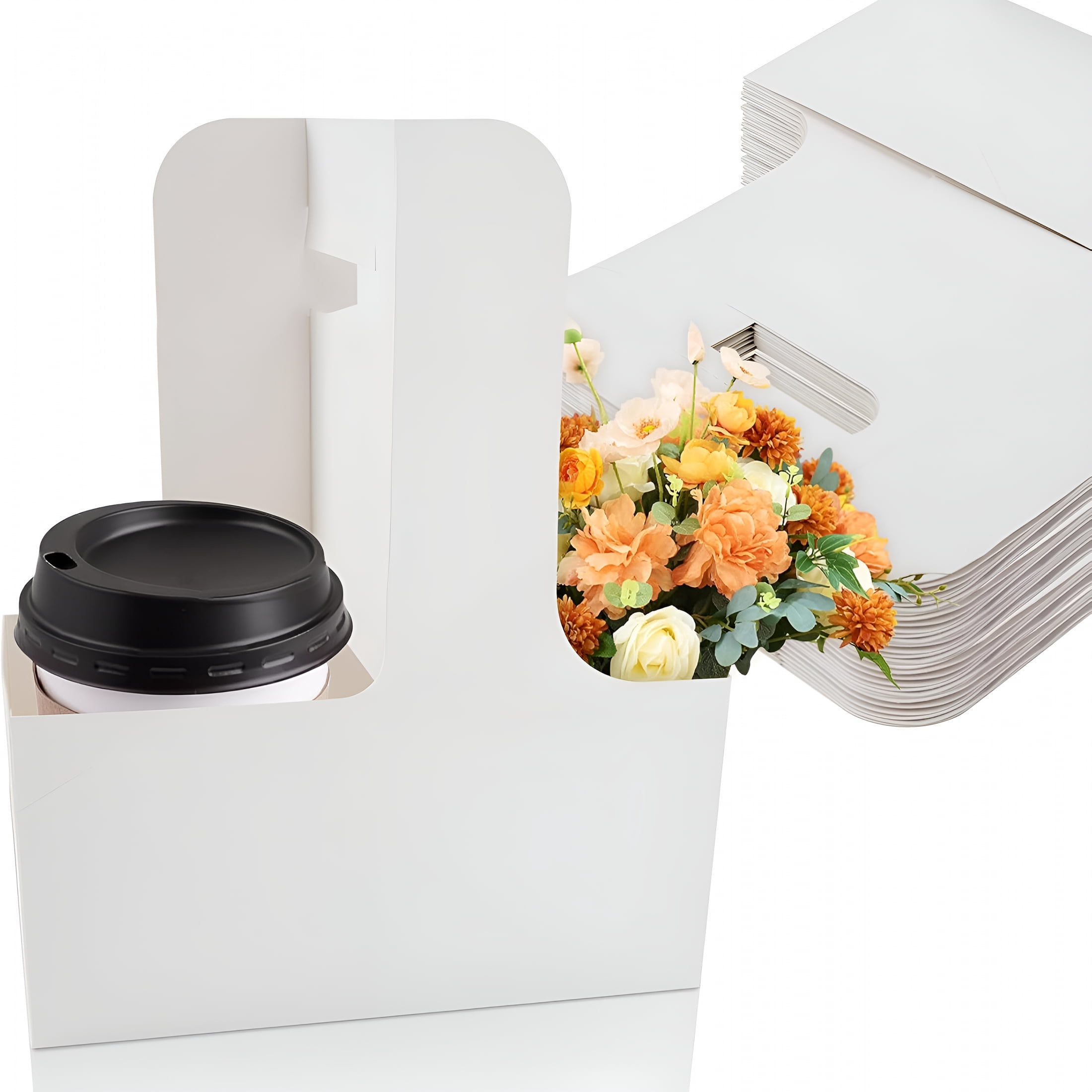 CCOCC 2 Cup Drink Carrier with Handle - 12Pcs Disposable Paper ...