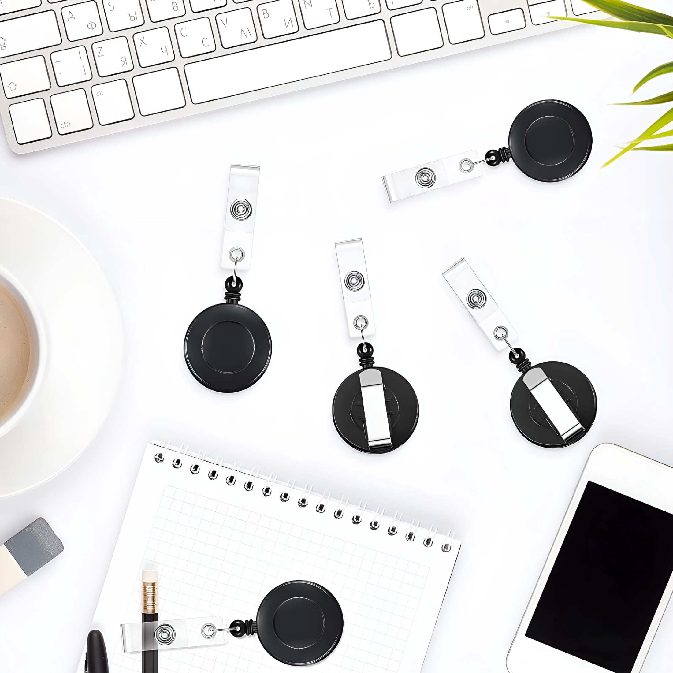 CCOCC 20 Pcs Black Badge Reels Retractable Badges Holder for ID Card ...