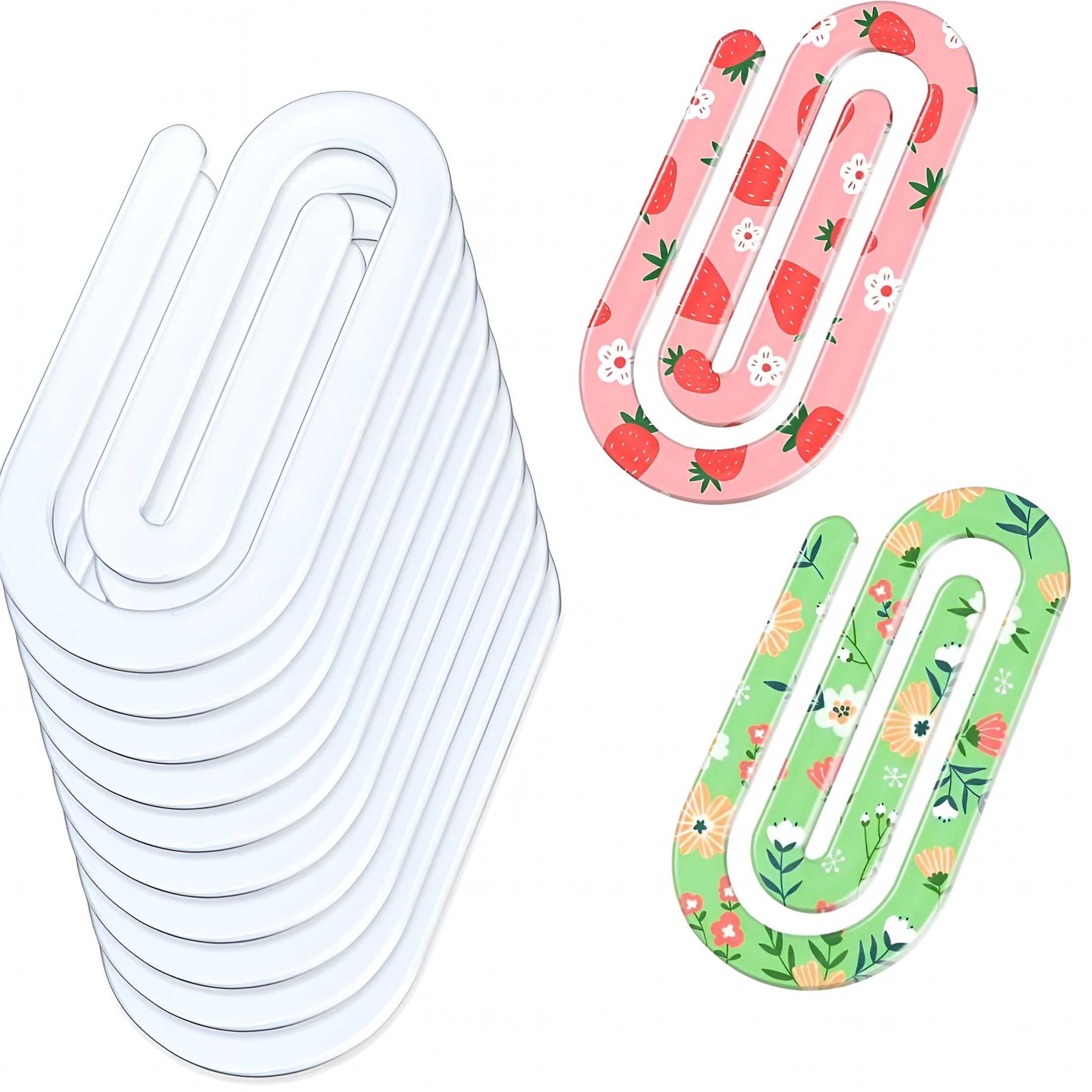 CCOCC 20 Pcs Blank Bookmarks Big Paper Clips Diy Acrylic Paper Clips ...