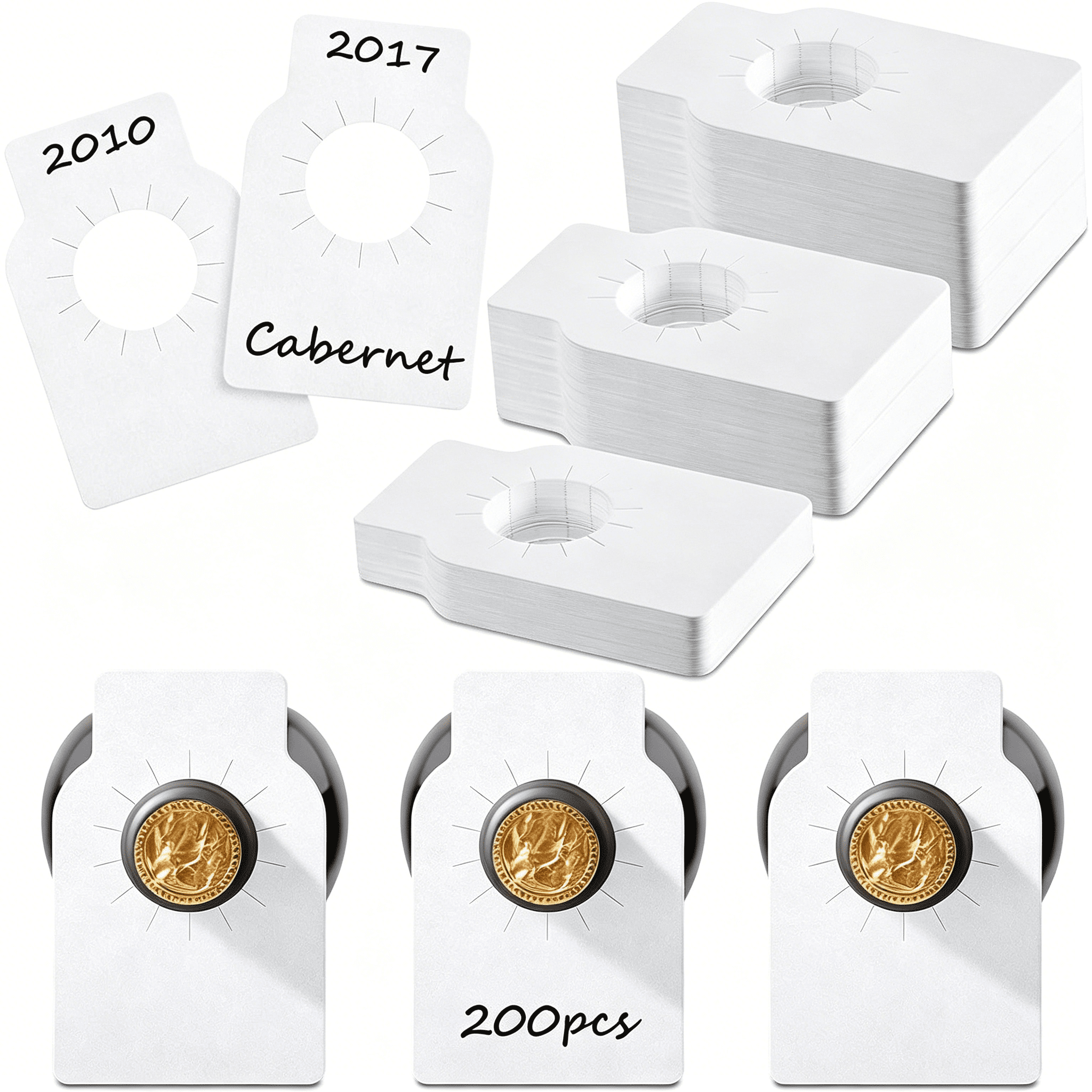 CCOCC 200 Pieces Wine Bottle Tags Paper Cellar Label Reusable Racks ...