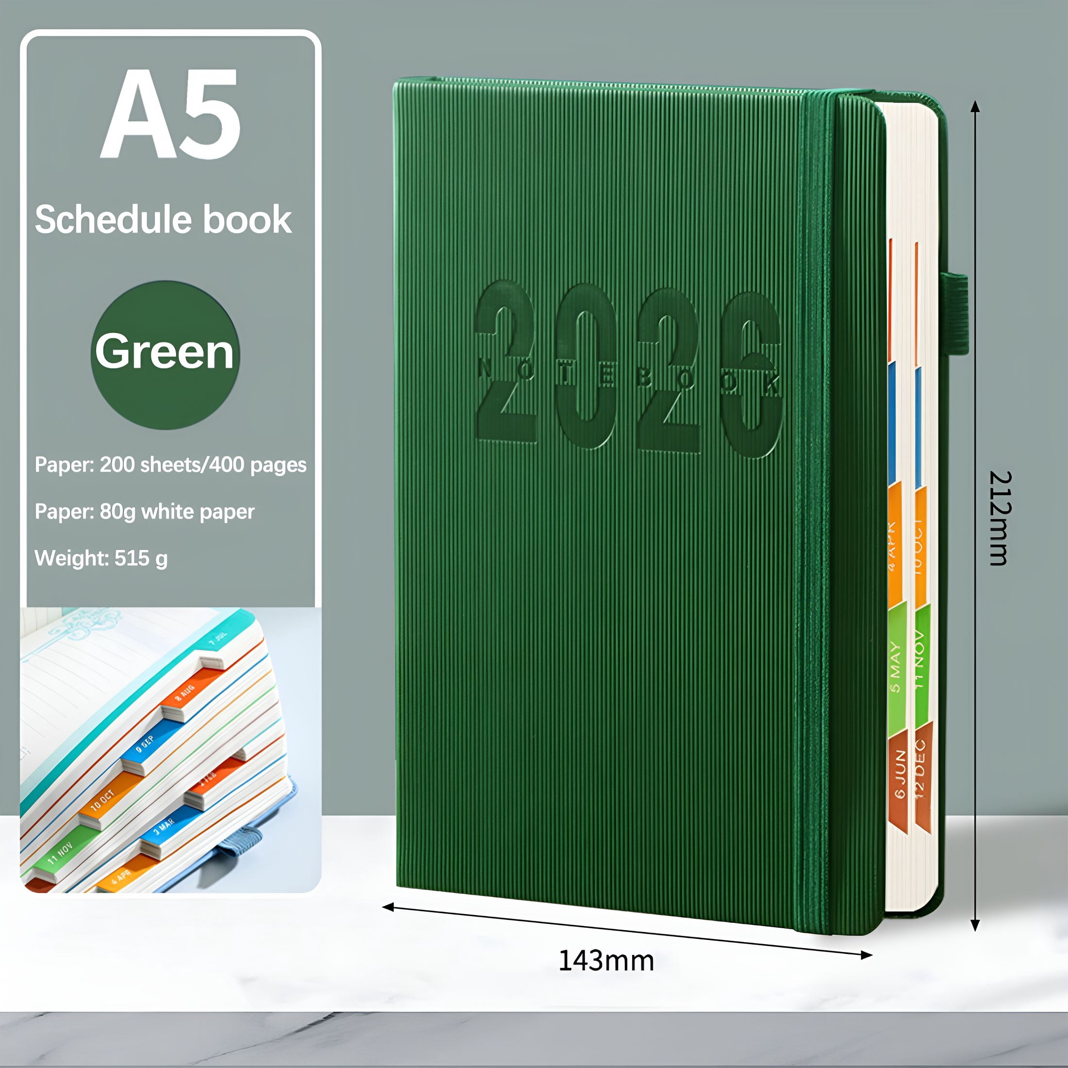 CCOCC 2026 Calendar Weekly Planner Notebook Hardcover with Monthly Tab ...