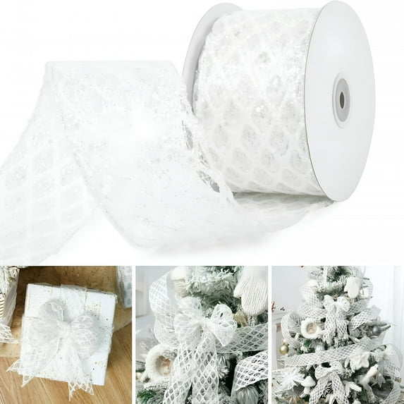 CCOCC 2026 New 1Roll 2.5 Inch Glitter Diamond Mesh Wired Ribbon for ...