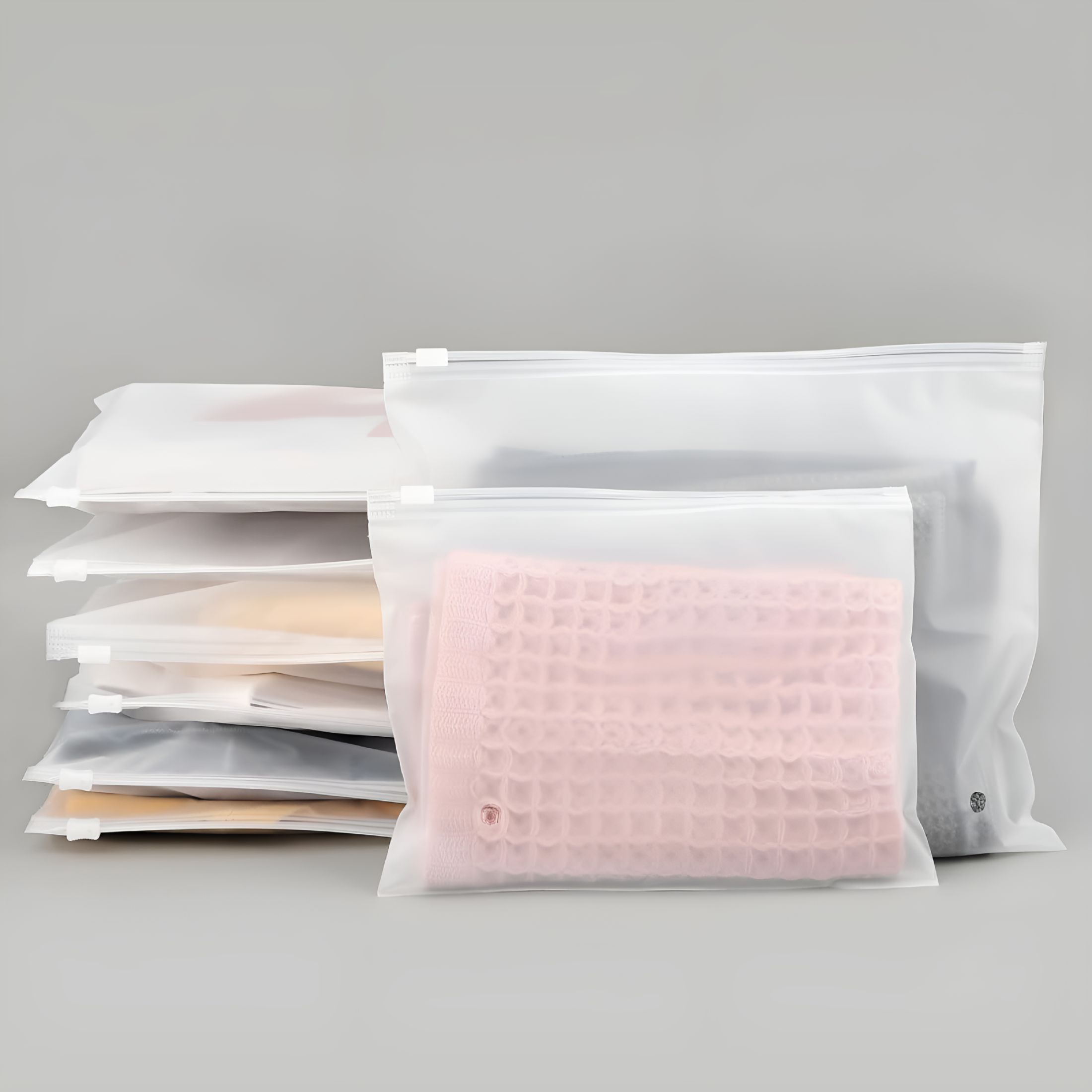 CCOCC 2026 New 50Pcs Frosted Zipper Bags,Zip Clear Bags for Packaging T ...