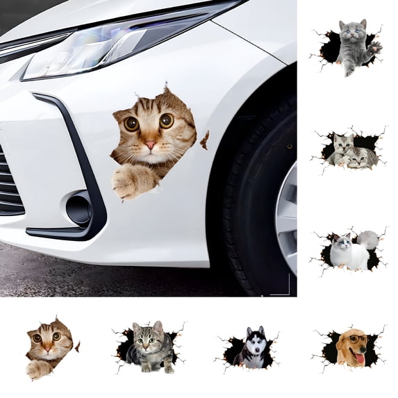 CCOCC 2026 New Car Sticker,3D Waterproof Car Decals Funny Cat Animal ...
