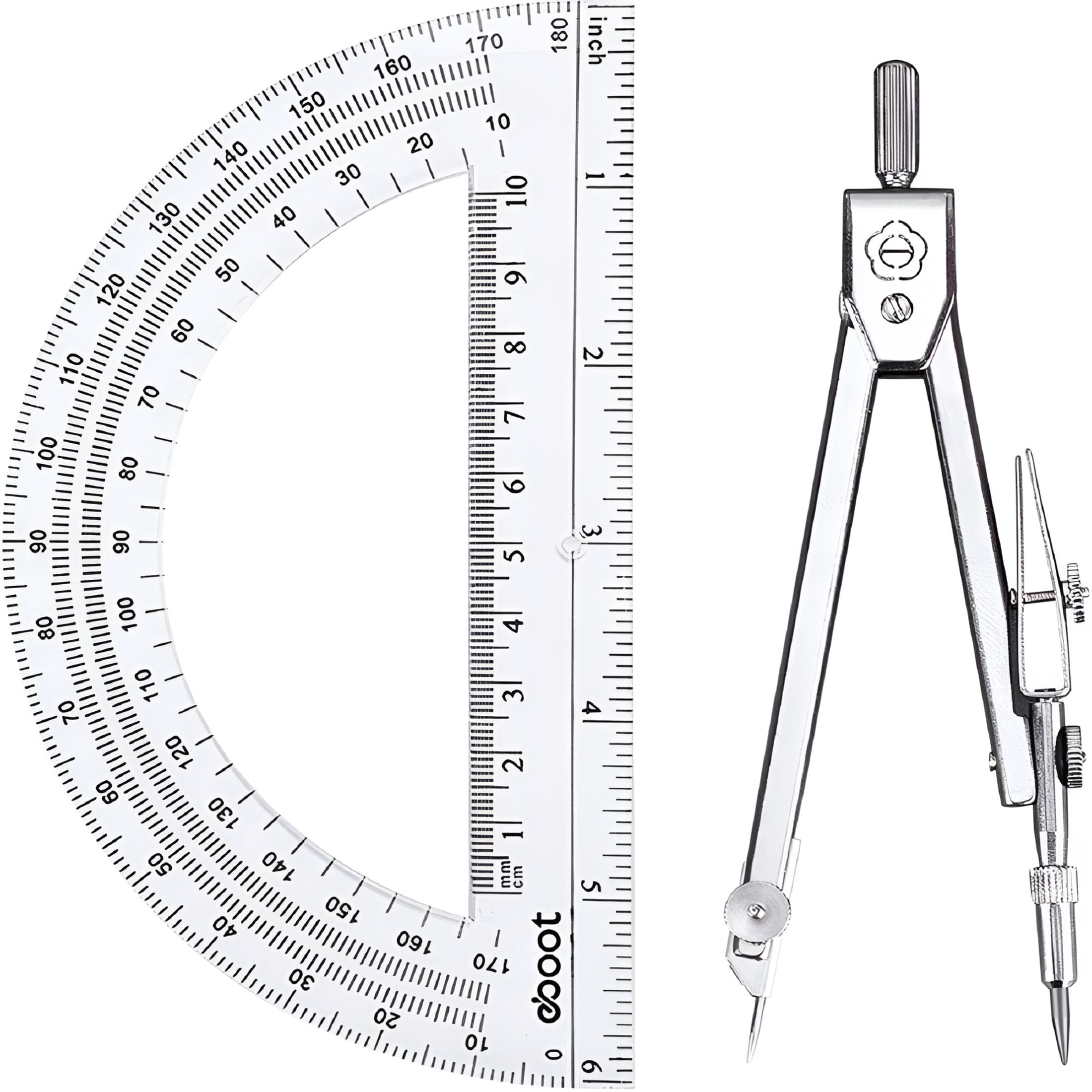 CCOCC 2026 New Student Protractor,180 Degree,Clear Classic Compass Set ...