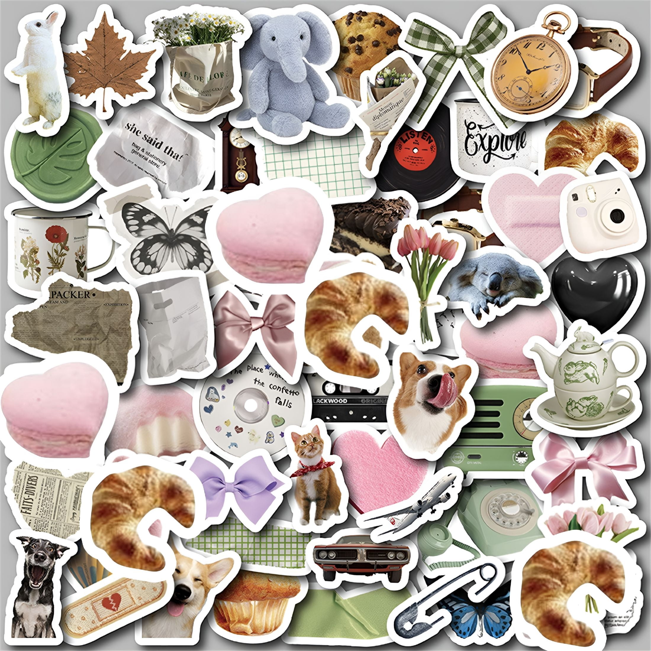 CCOCC 2026 New Vintage Aesthetic Sticker Pack 58 Pcs Retro Scrapbook ...