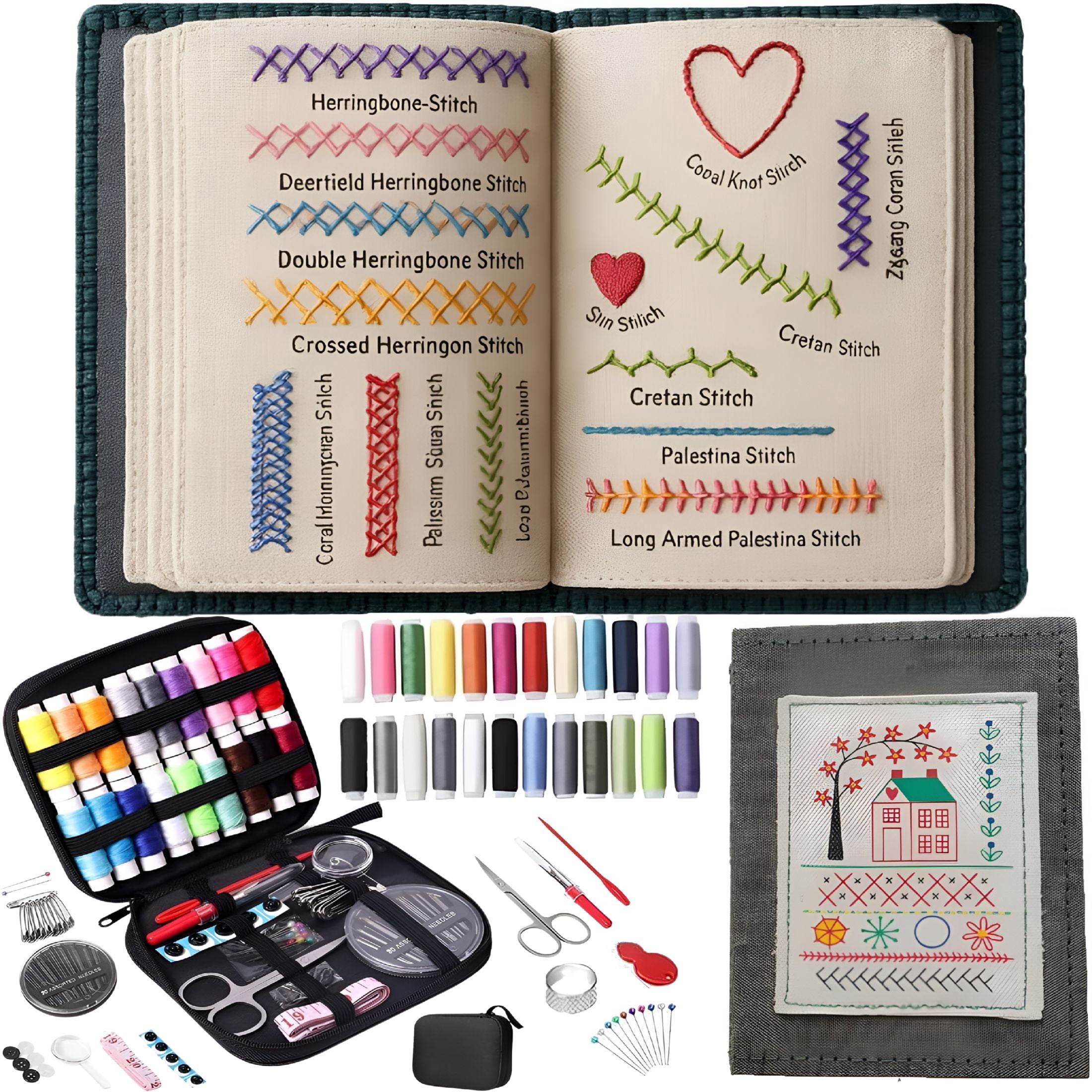 CCOCC 2026 Upgraded Embroidery Stitch Book Kit,106 Patterns with Tools ...