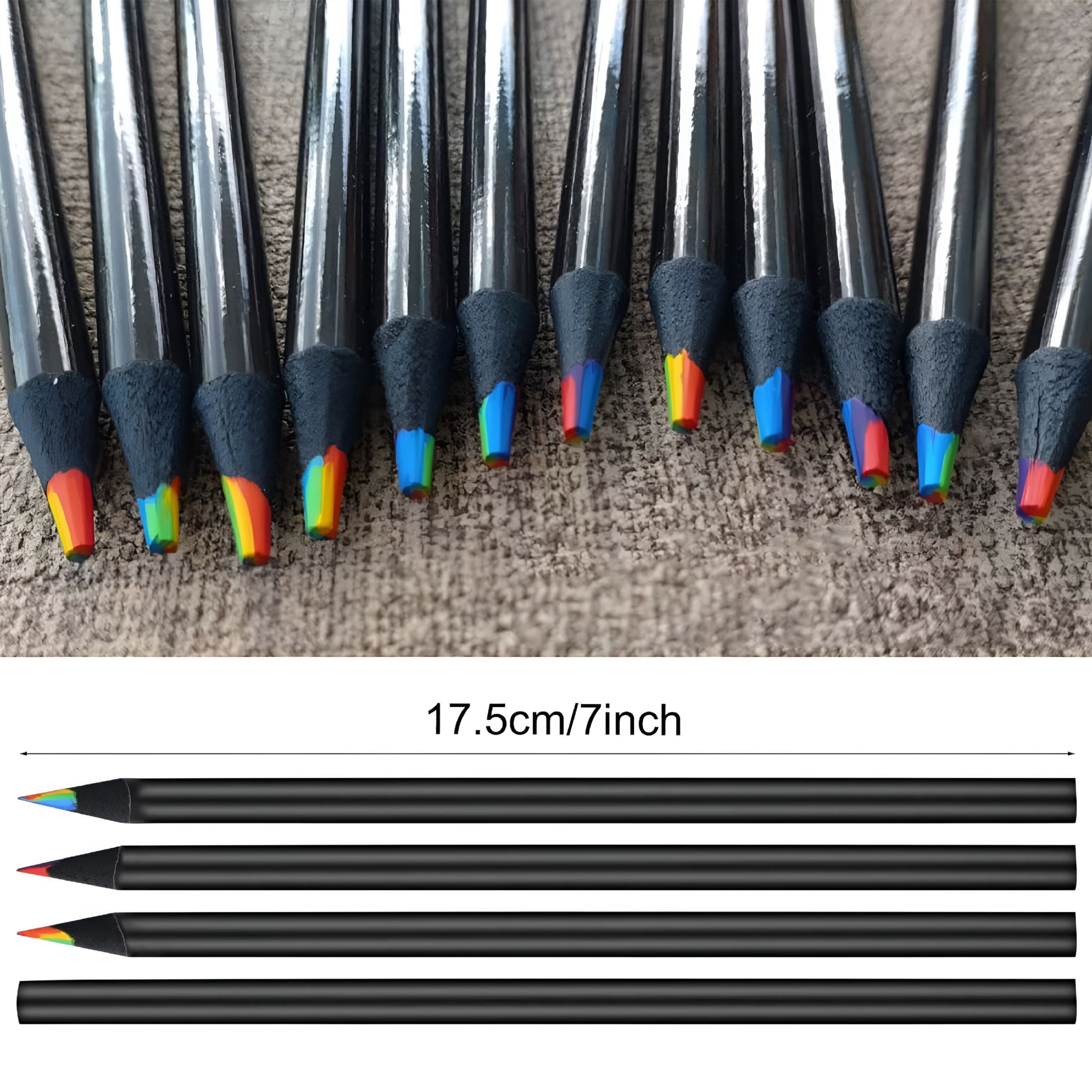 CCOCC 24Pcs Colored Pencils 7 in 1 Rainbow Pencil Wooden Multi Colored ...