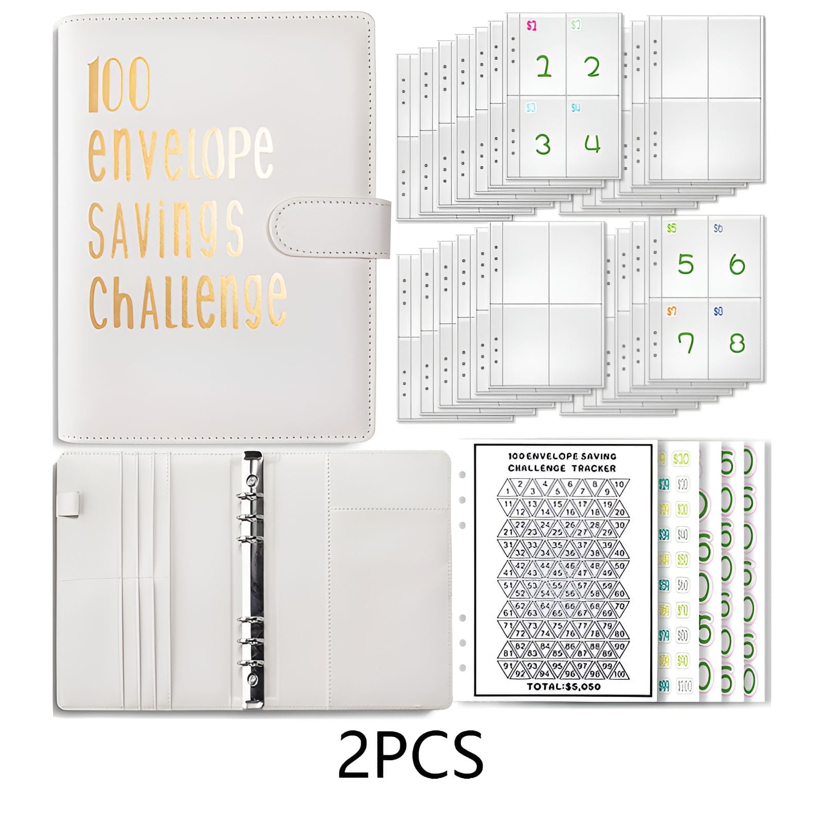 CCOCC 2Pcs 100 Day Savings Challenge Binder,Layered Card Sections and ...