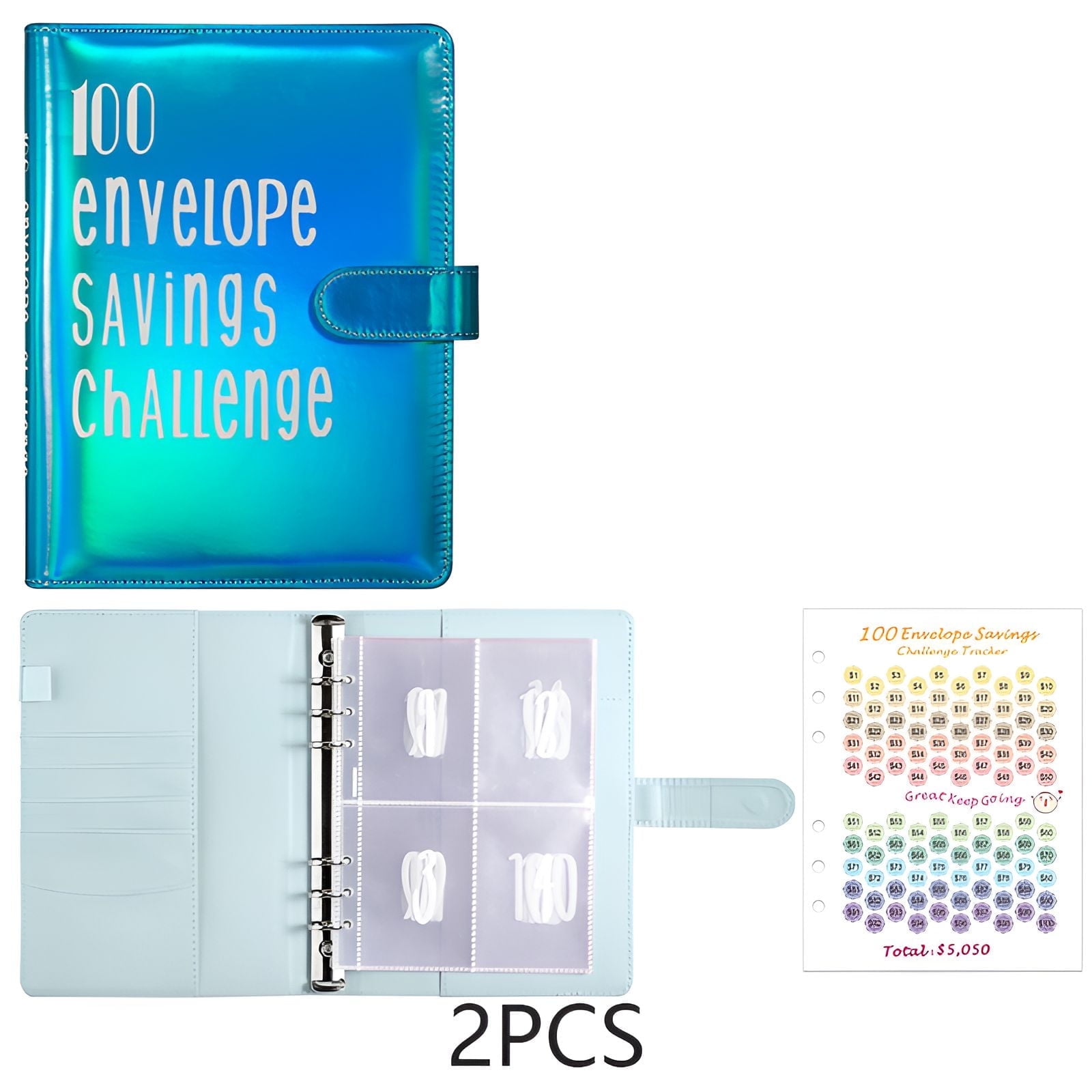 CCOCC 2Pcs 100 Day Savings Challenge Binder,Purpose-Built Savings Tracker Page Budget Binder ...