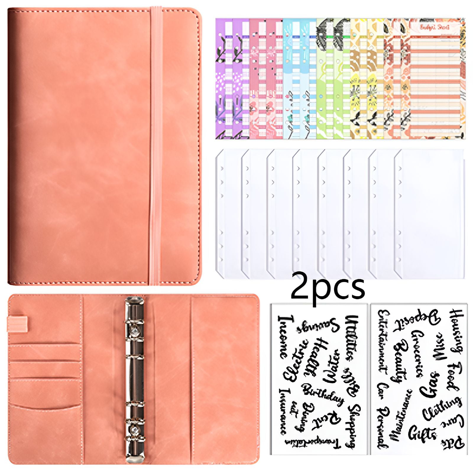 CCOCC 2Pcs Budget Binder,A6-Format Refillable Binder 100 Envelopes ...