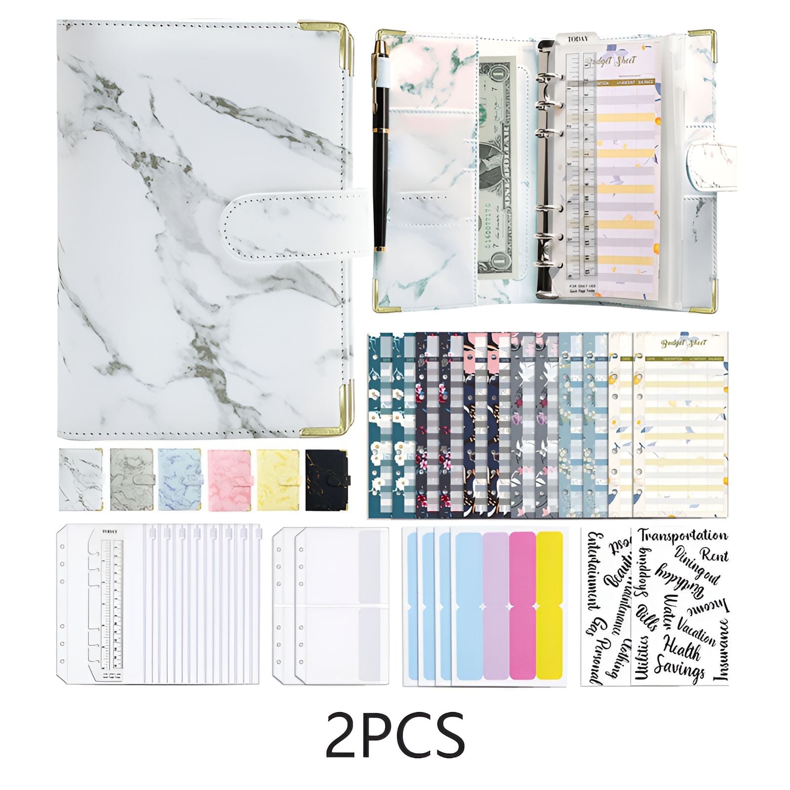 CCOCC 2Pcs Budget Binder,Assorted Functional Add-Ons Attached Money ...