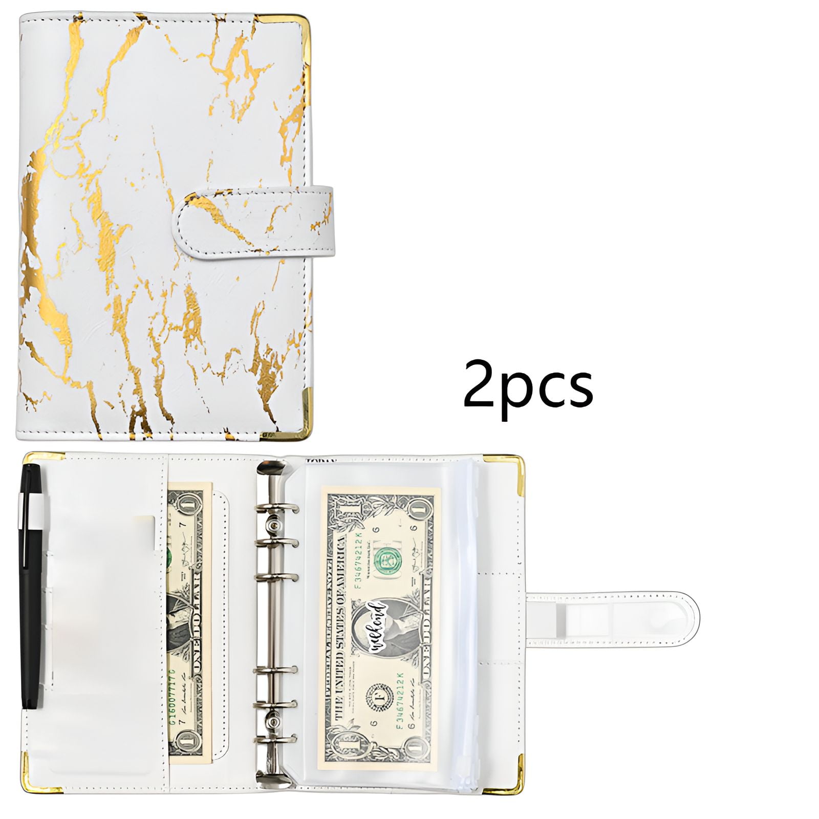 CCOCC 2Pcs Budget Binder,Cleanly Sewn Border Thread Lines 100 Envelopes ...