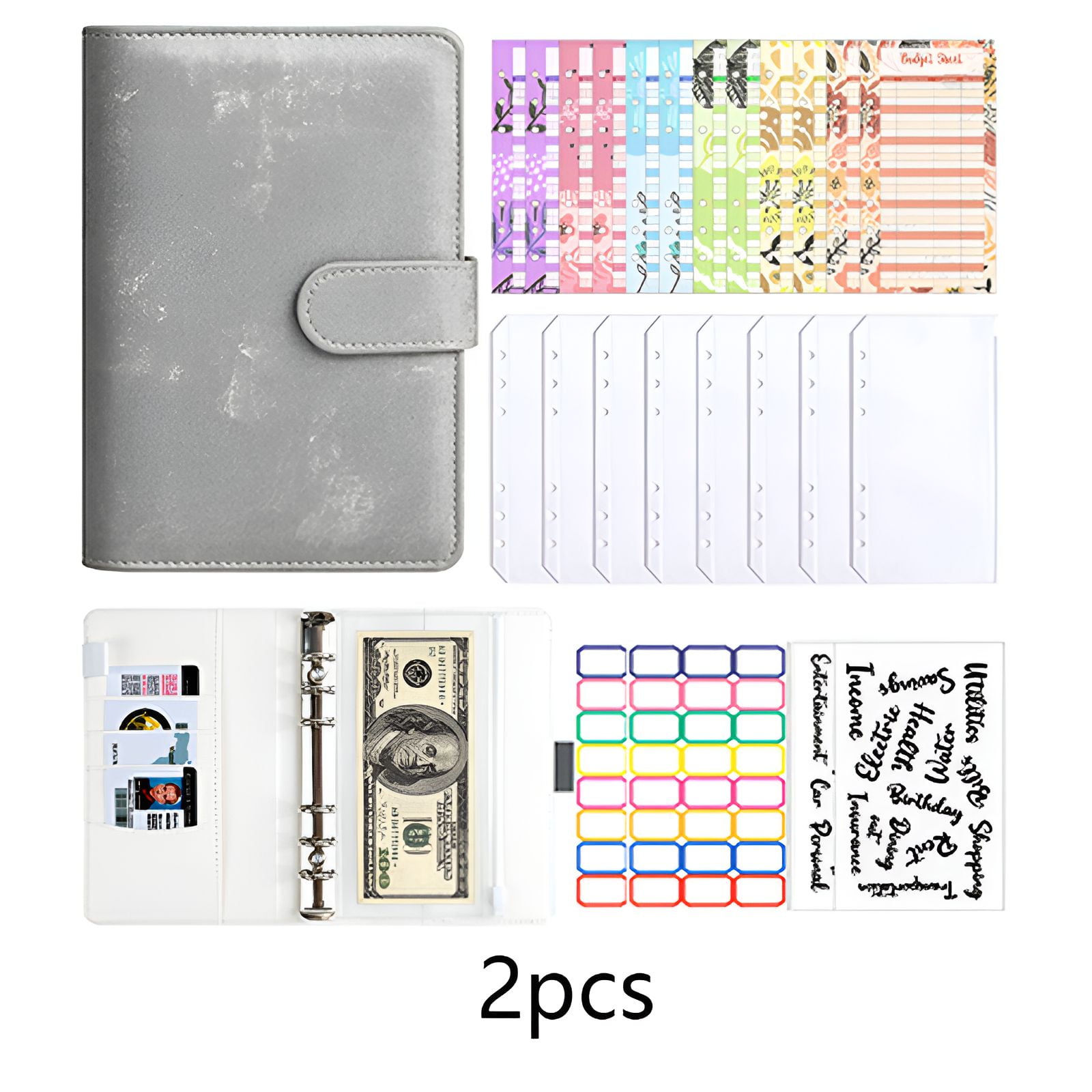 CCOCC 2Pcs Budget Binder,Clear Refillable Sleeve Set 100 Envelopes Money Saving Challenge ...