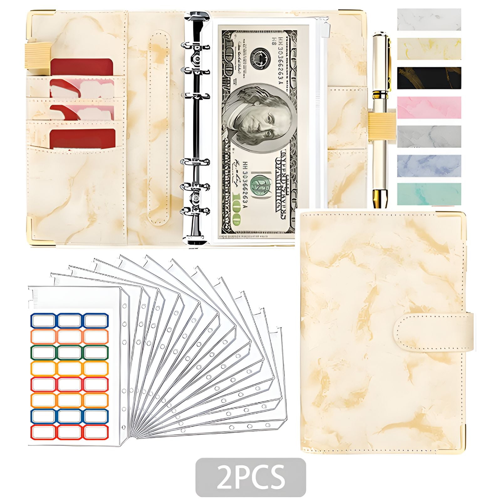 CCOCC 2Pcs Budget Binder,Color-Coded Divider Tabs Enclosed 100 ...