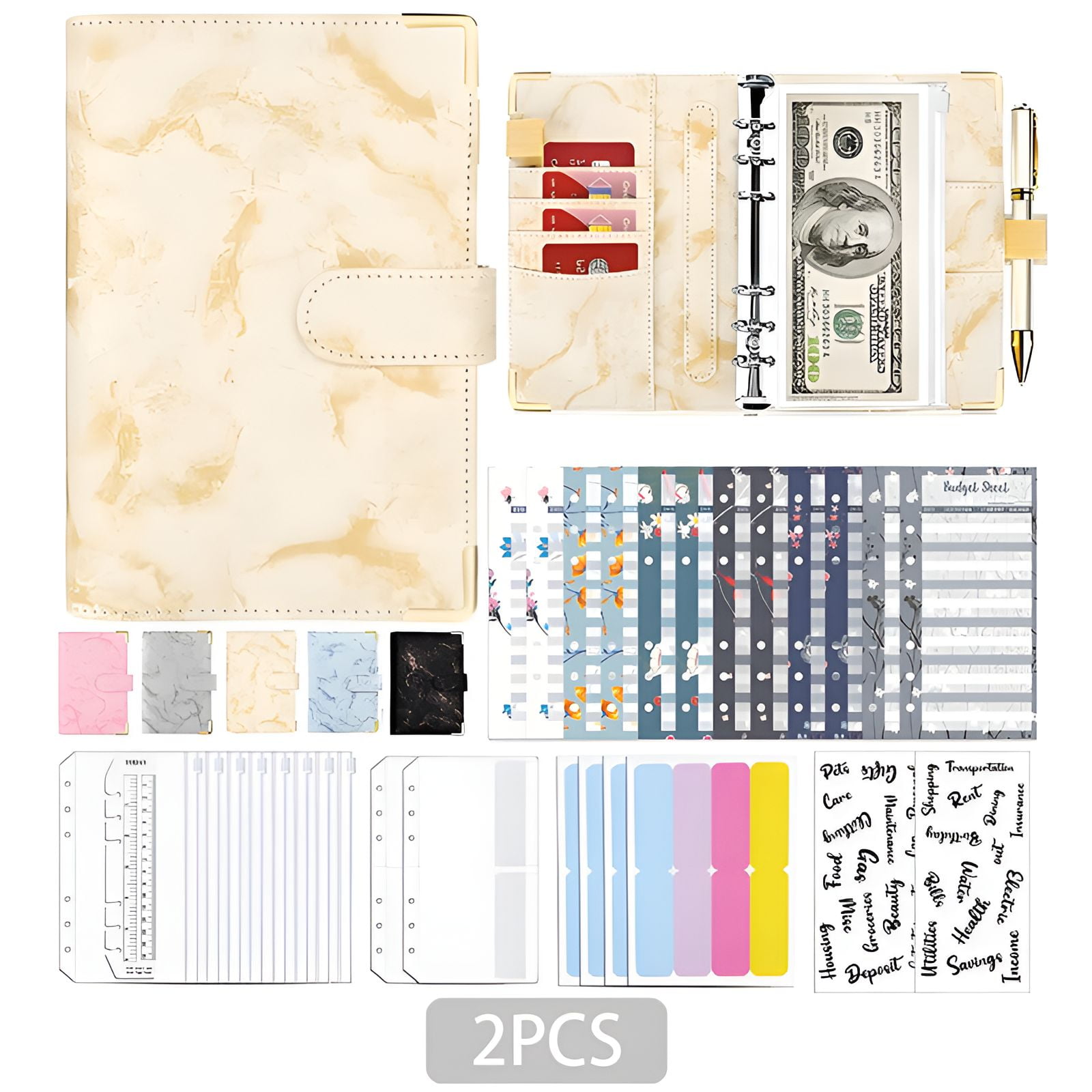 CCOCC 2Pcs Budget Binder,Diverse Budget Layouts and Classification Stickers 100 Envelopes Money ...
