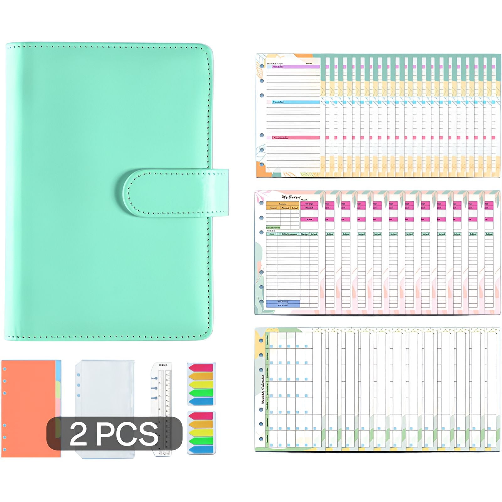 CCOCC 2Pcs Budget Binder,Five Divider Sheets and Two Index Labels Money Saving Book,Cool Rose ...