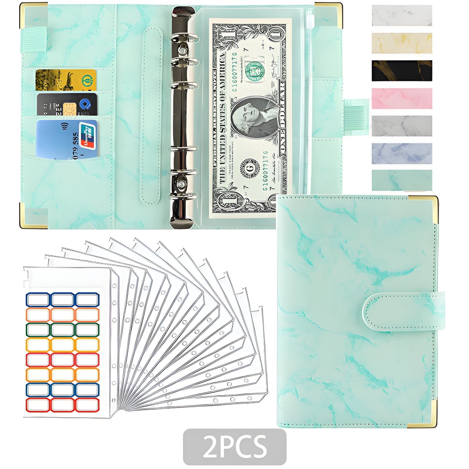 CCOCC 2Pcs Budget Binder,Floral Marble Pattern Fusion 100 Envelopes ...