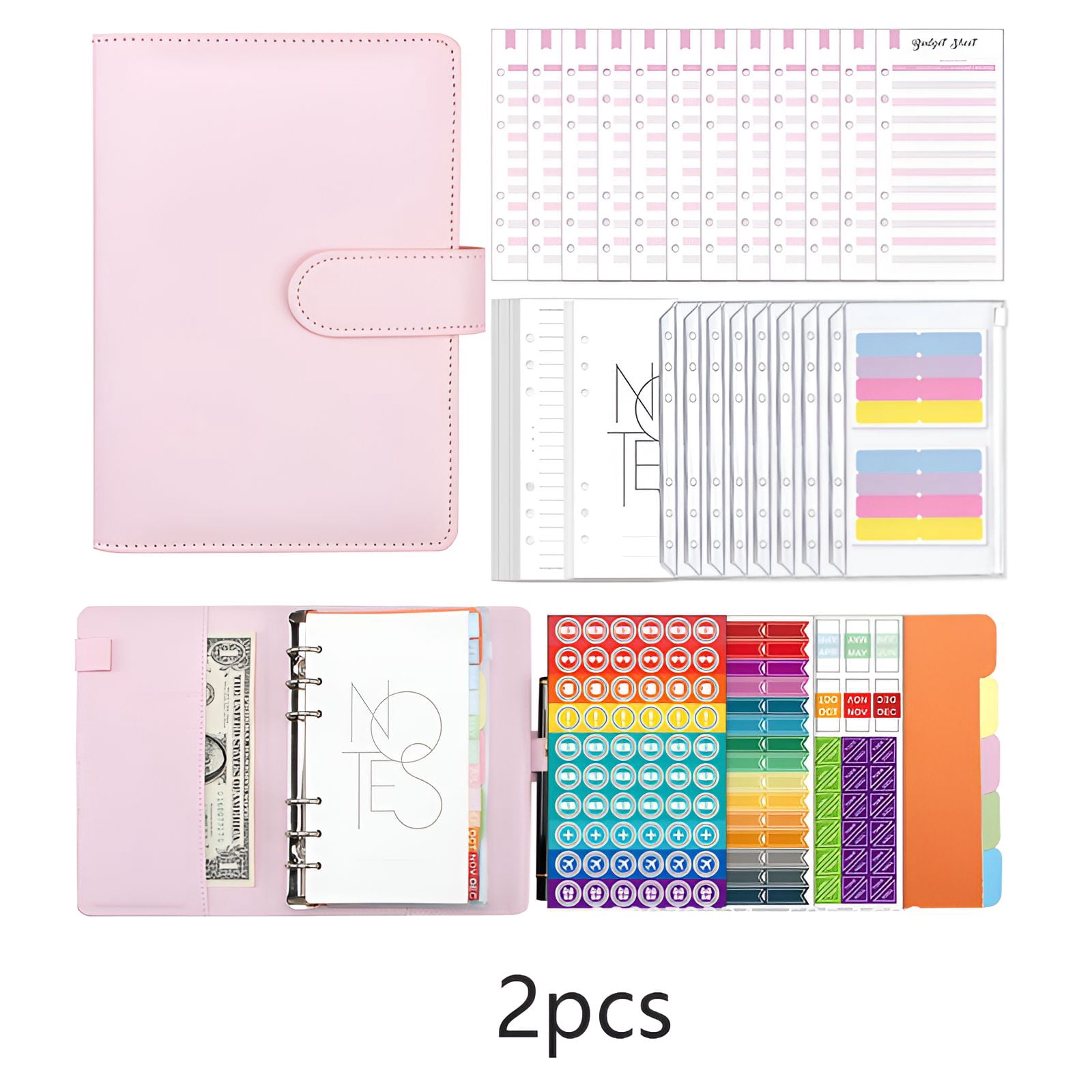 CCOCC 2Pcs Budget Binder,Light Macaron-Shade Faux Leather Budget Binder ...