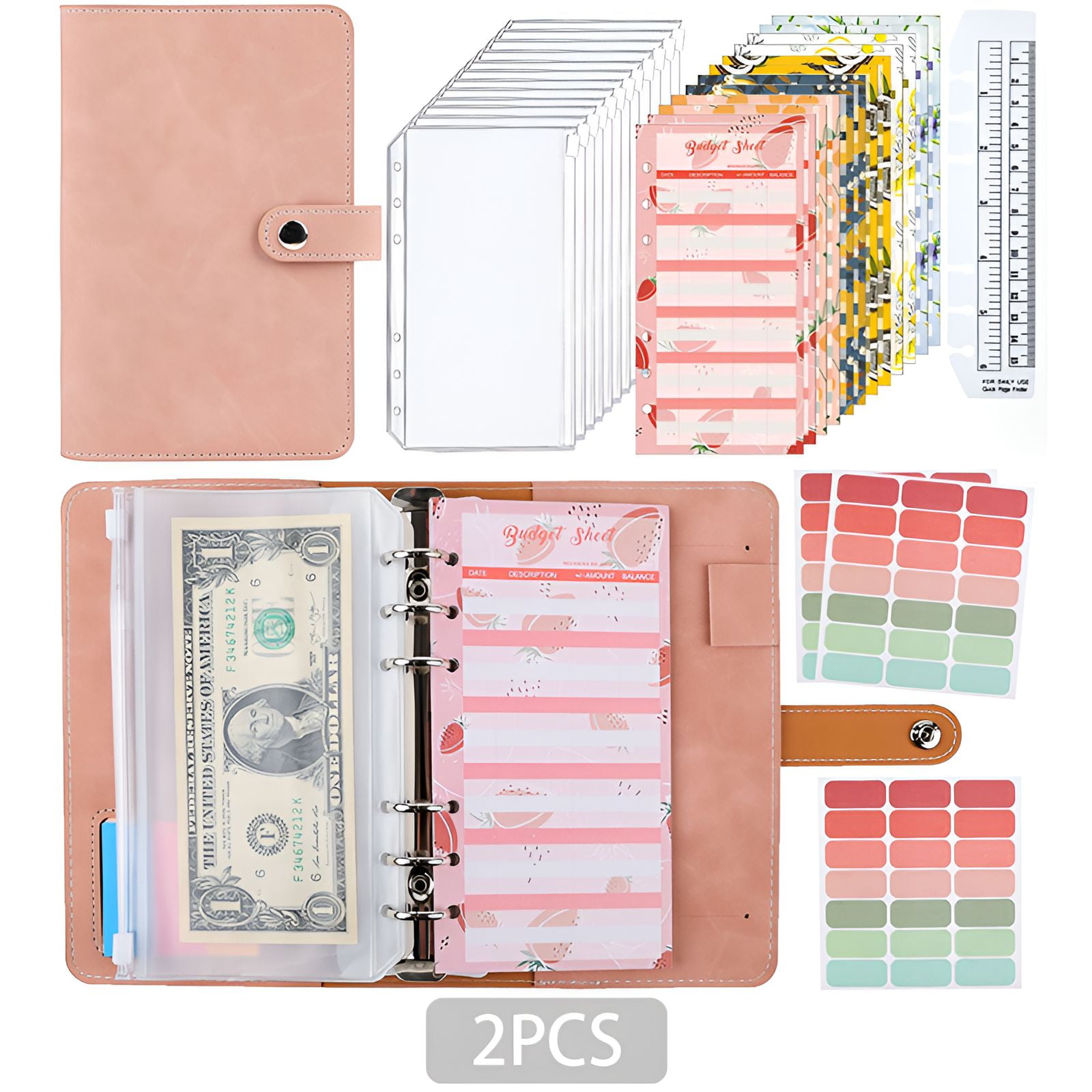 CCOCC 2Pcs Budget Binder,Modular Budget Page Arrangement Money Saving Book,Antique-Inspired Pu ...