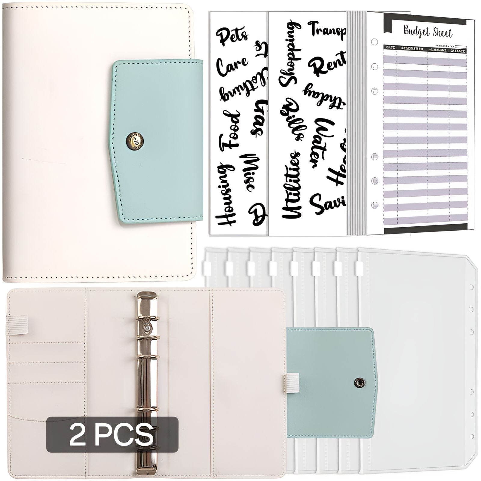 CCOCC 2Pcs Budget Binder,Silky-Feel Pu Structure 100 Envelopes Money Saving Challenge,Practical ...