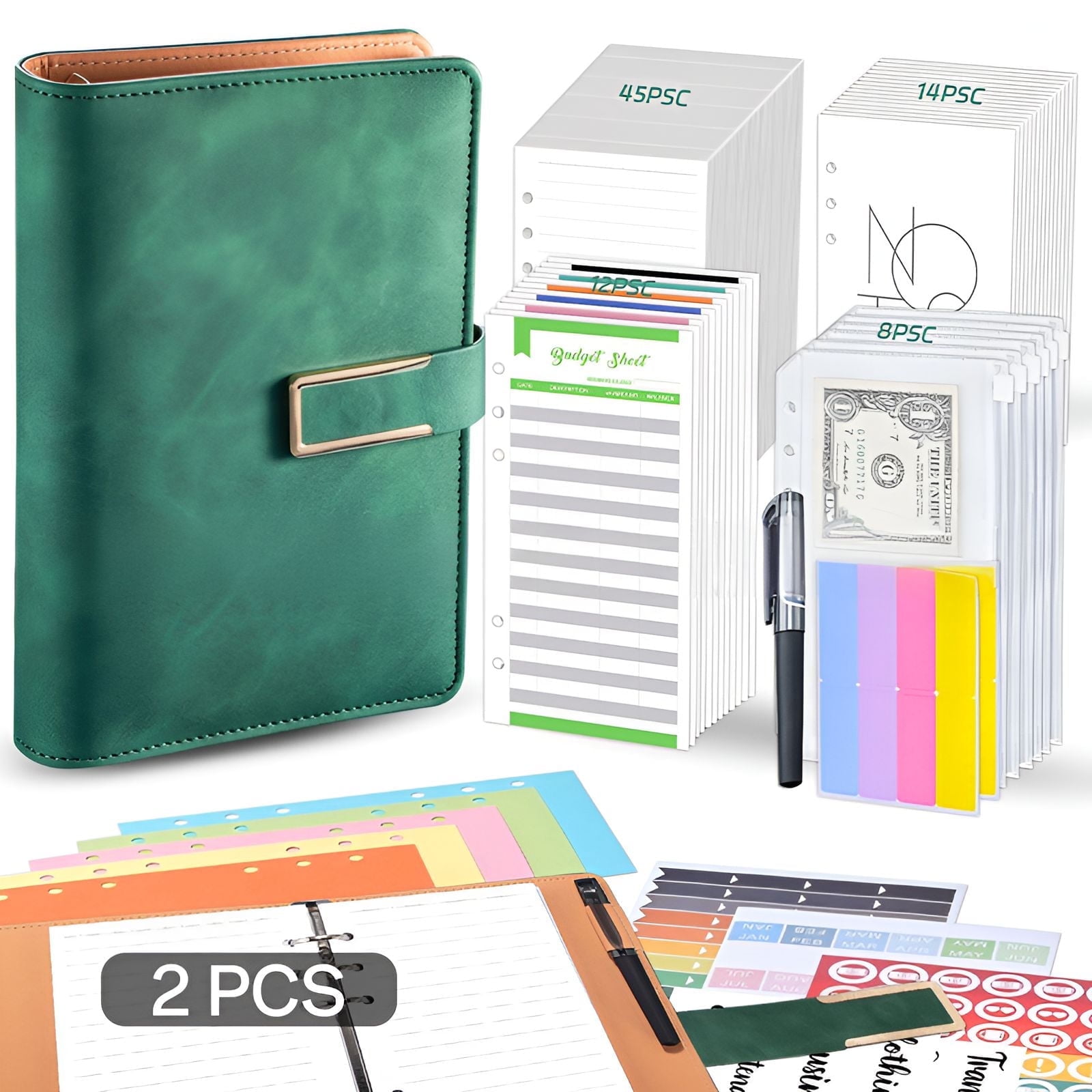 CCOCC 2Pcs Budget Binder,Six-Ring Layout Free Combination Budget Binder ...