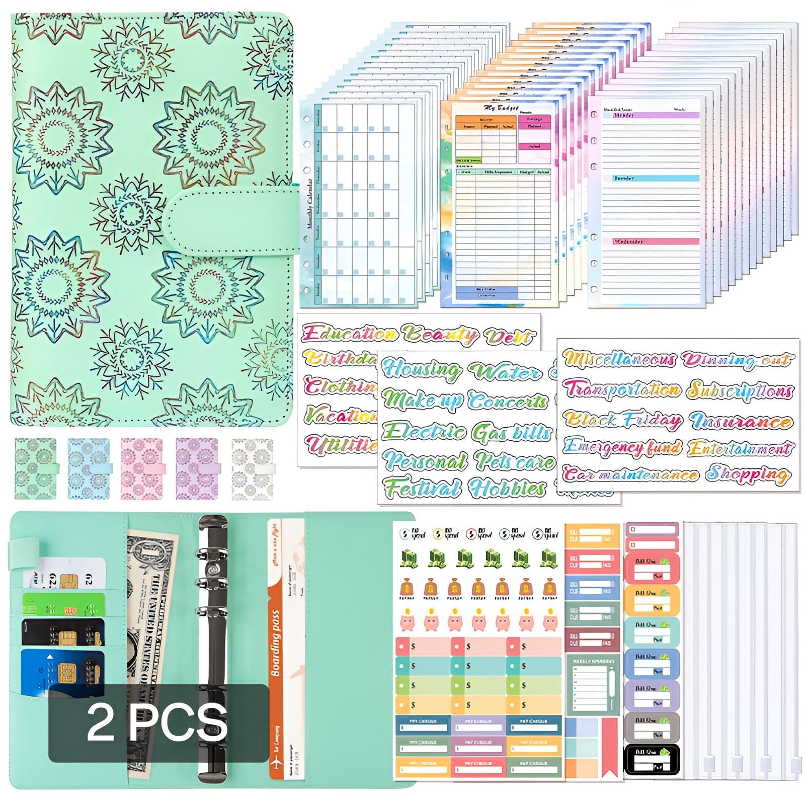CCOCC 2Pcs Budget Binder,Tough Outer Casing Drop-Proof Money Saving ...
