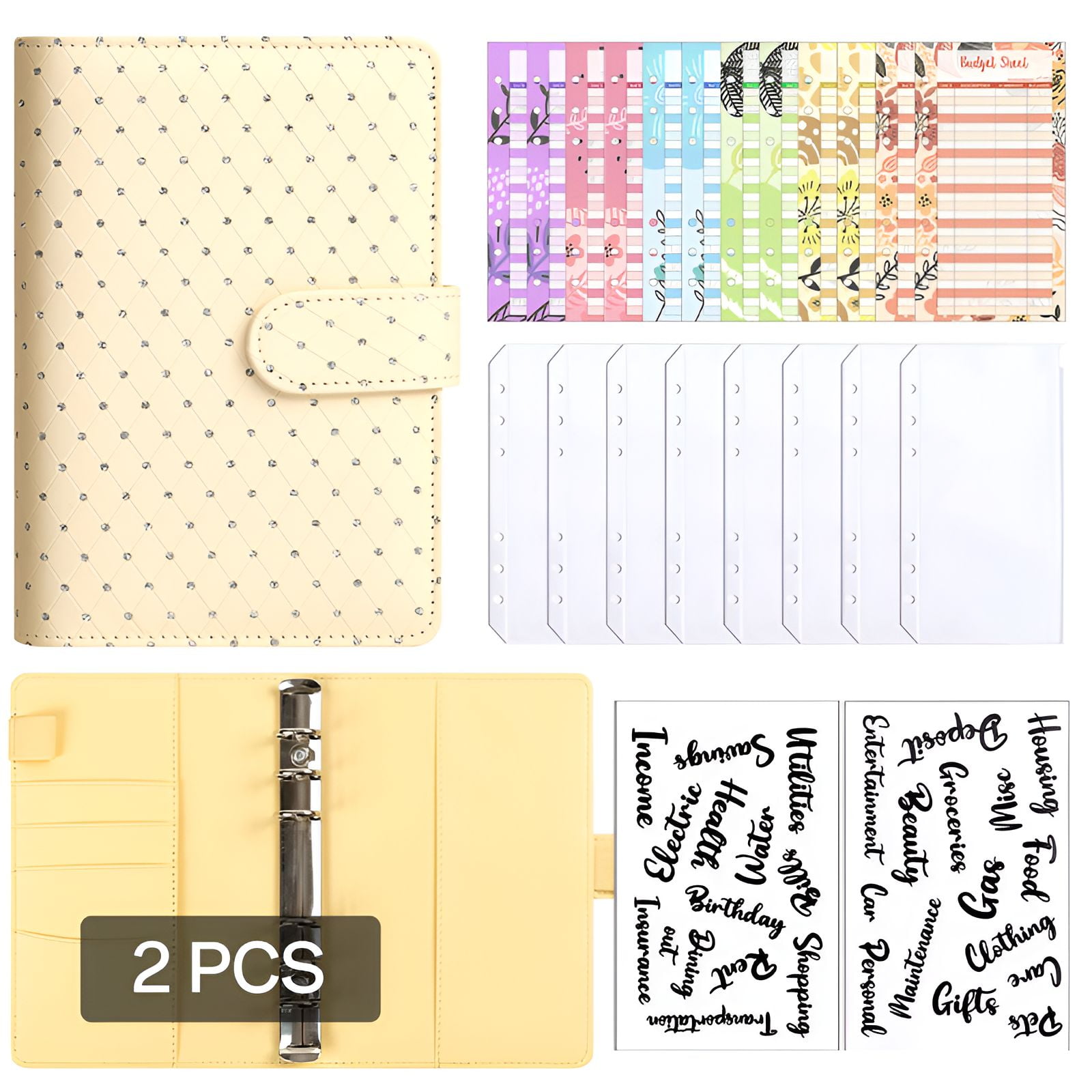 CCOCC 2Pcs Budget Binder,Variety-Packed Accessory Set 100 Envelopes ...