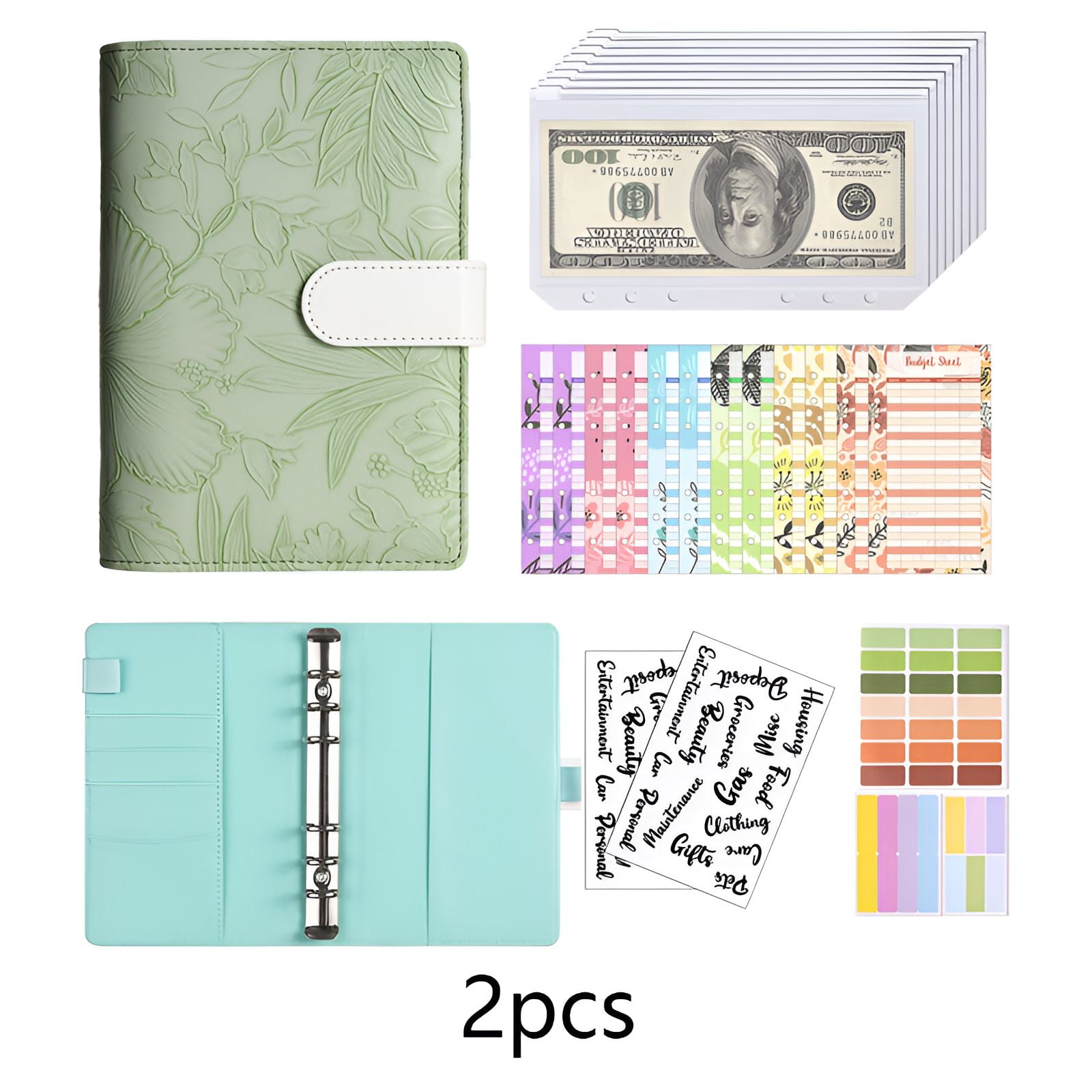 CCOCC 2Pcs Budget Binder,Variety-Packed Attachment Bundle 100 Envelopes ...